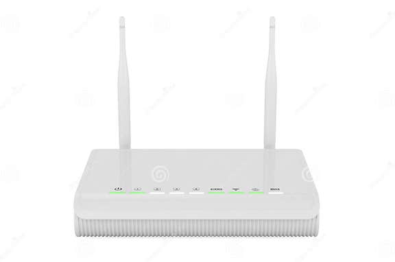 Wireless Internet Router, Front View. 3D Rendering Stock Illustration ...