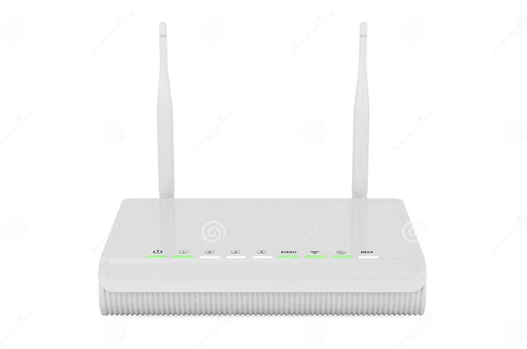 Wireless Internet Router, Front View. 3D Rendering Stock Illustration ...