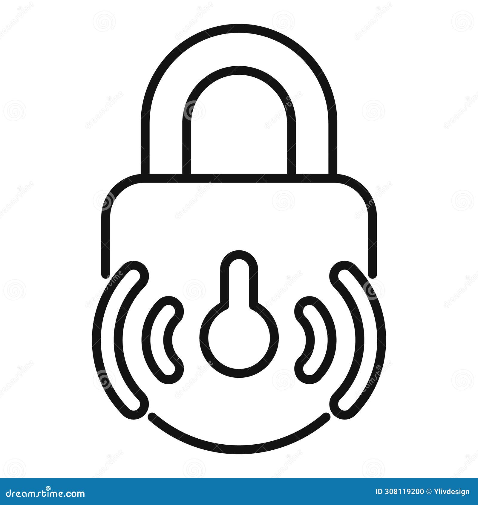Wireless Lock Padlock Icon Outline Vector. Stop Theft Stock ...