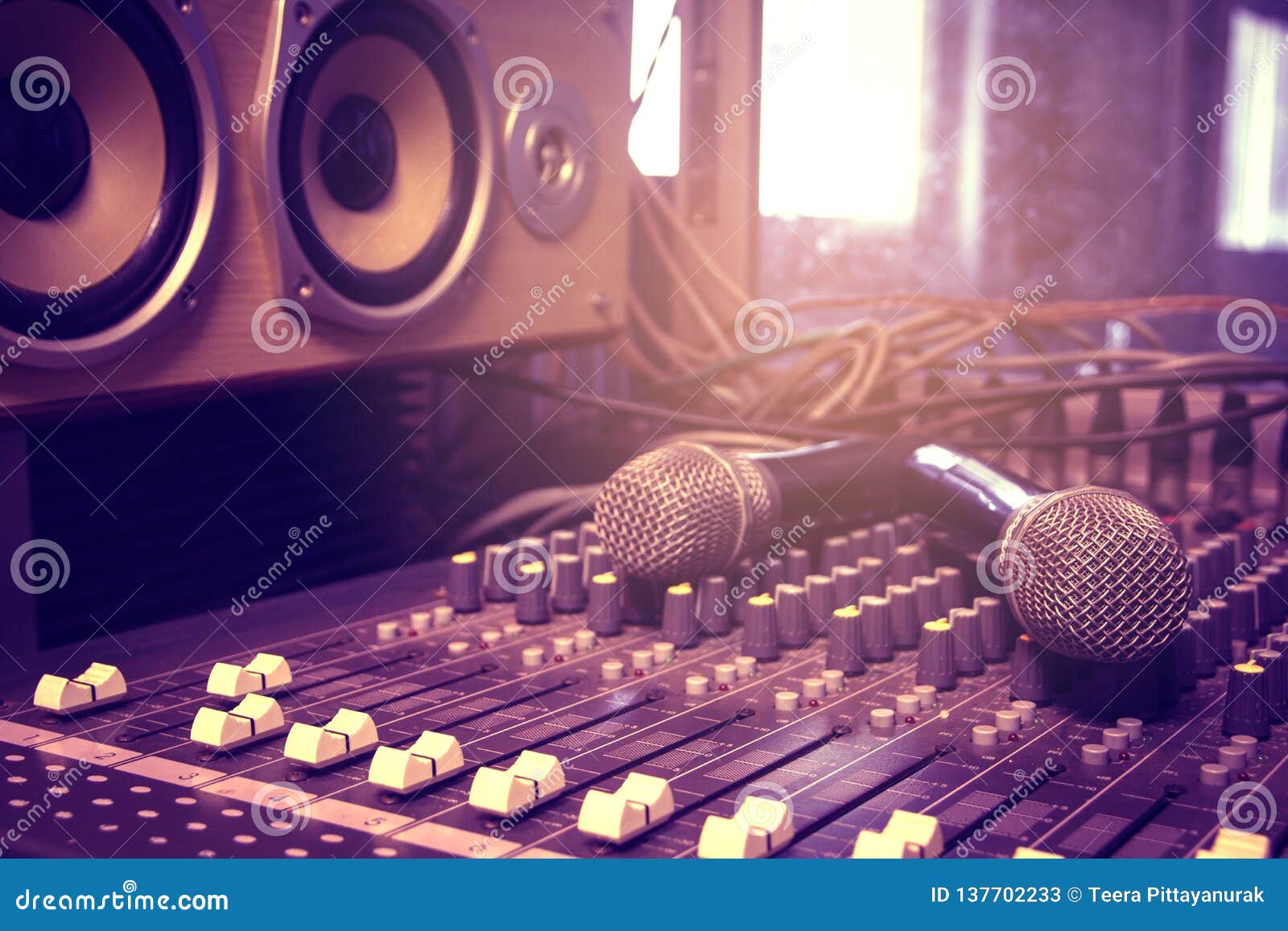 Wireless Microphone on the Audio Mixer in the Conference Room Stock ...