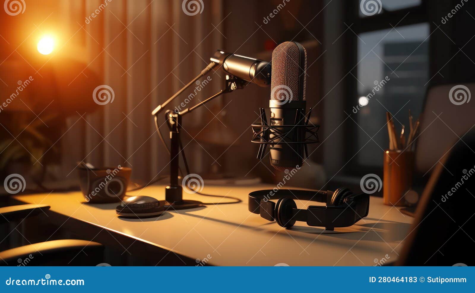 A Wireless Microphone on the Table Ready To Use for the Interview with ...