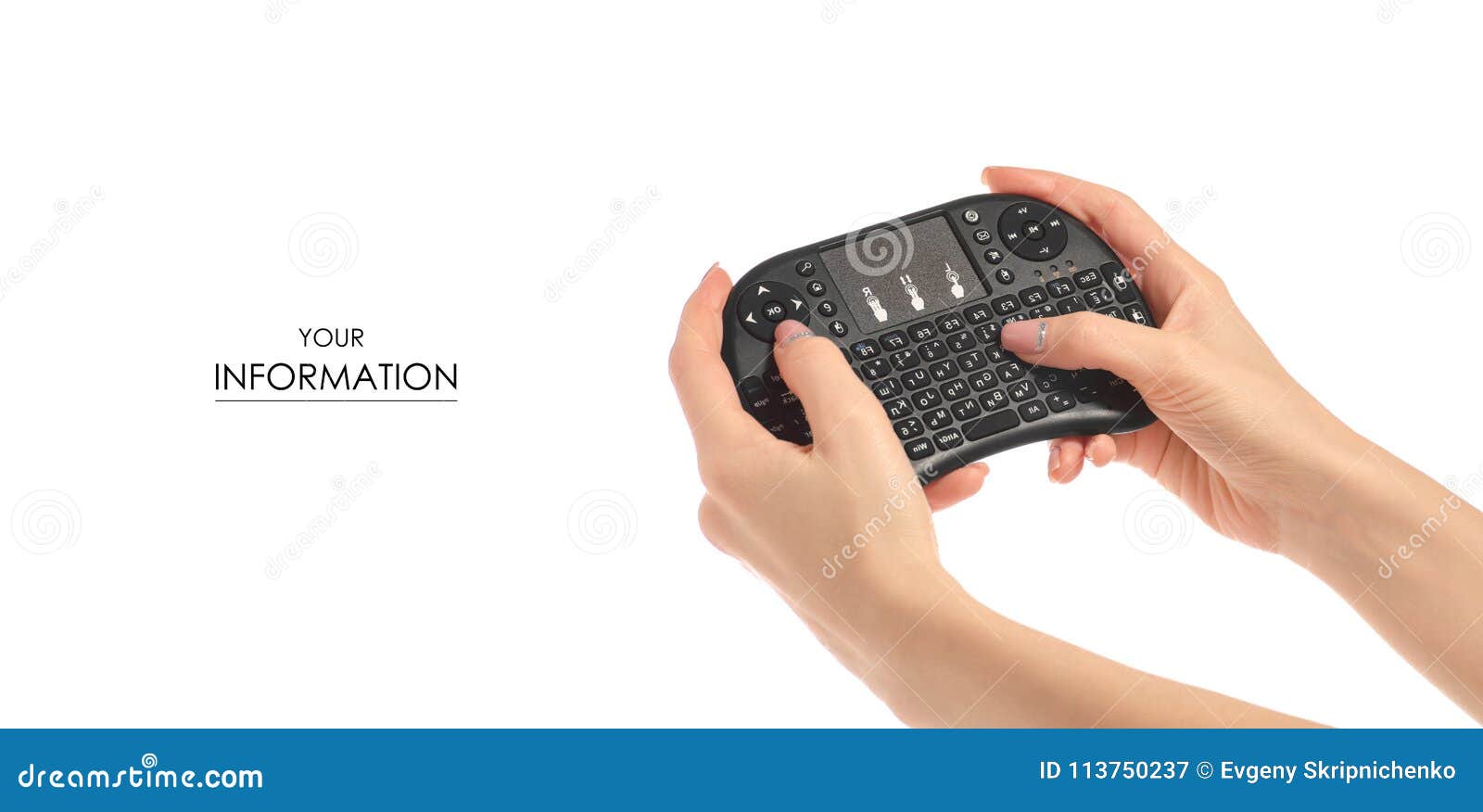 Wireless Mini Keyboard in Hand Pattern Stock Image - Image of ...