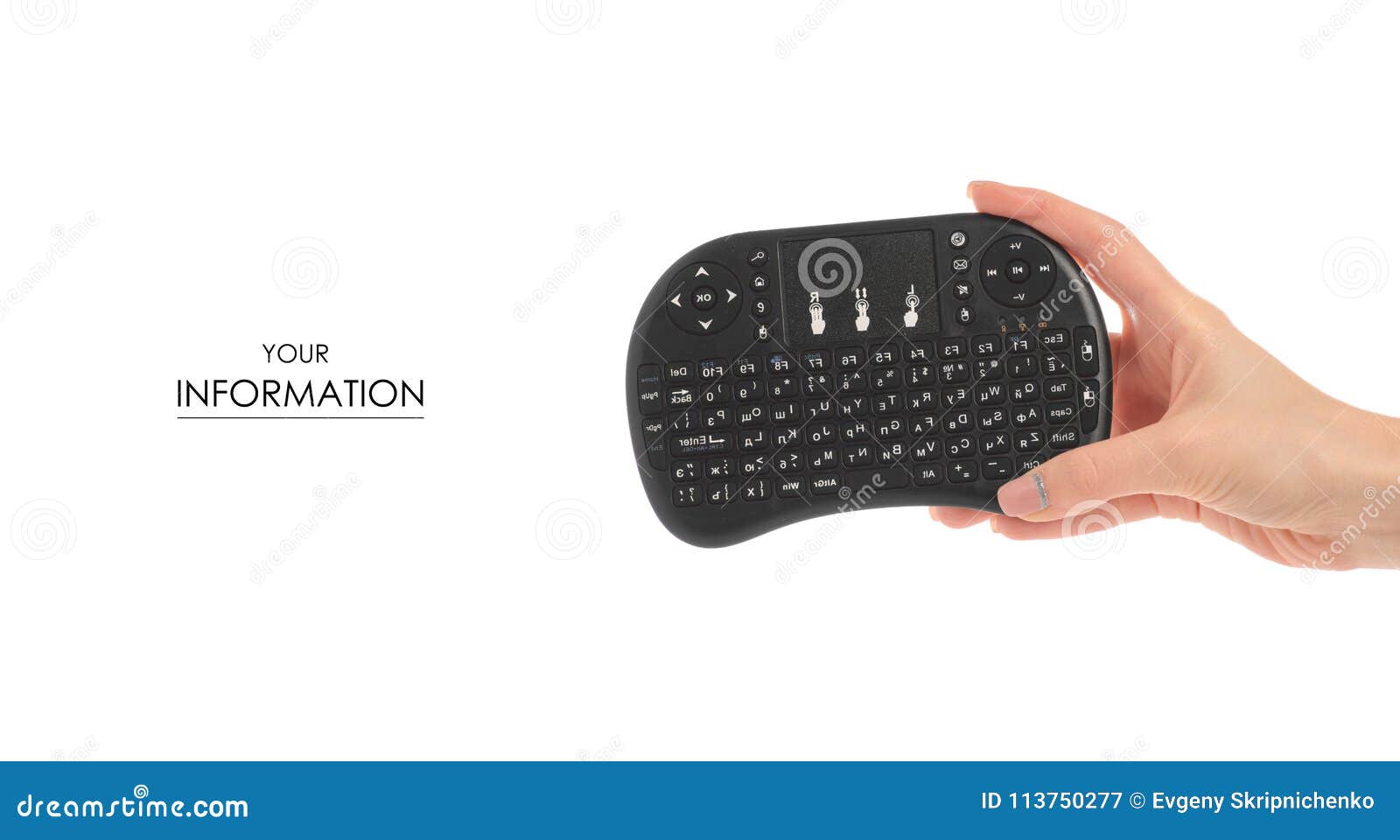 Wireless Mini Keyboard in Hand Pattern Stock Image - Image of button ...
