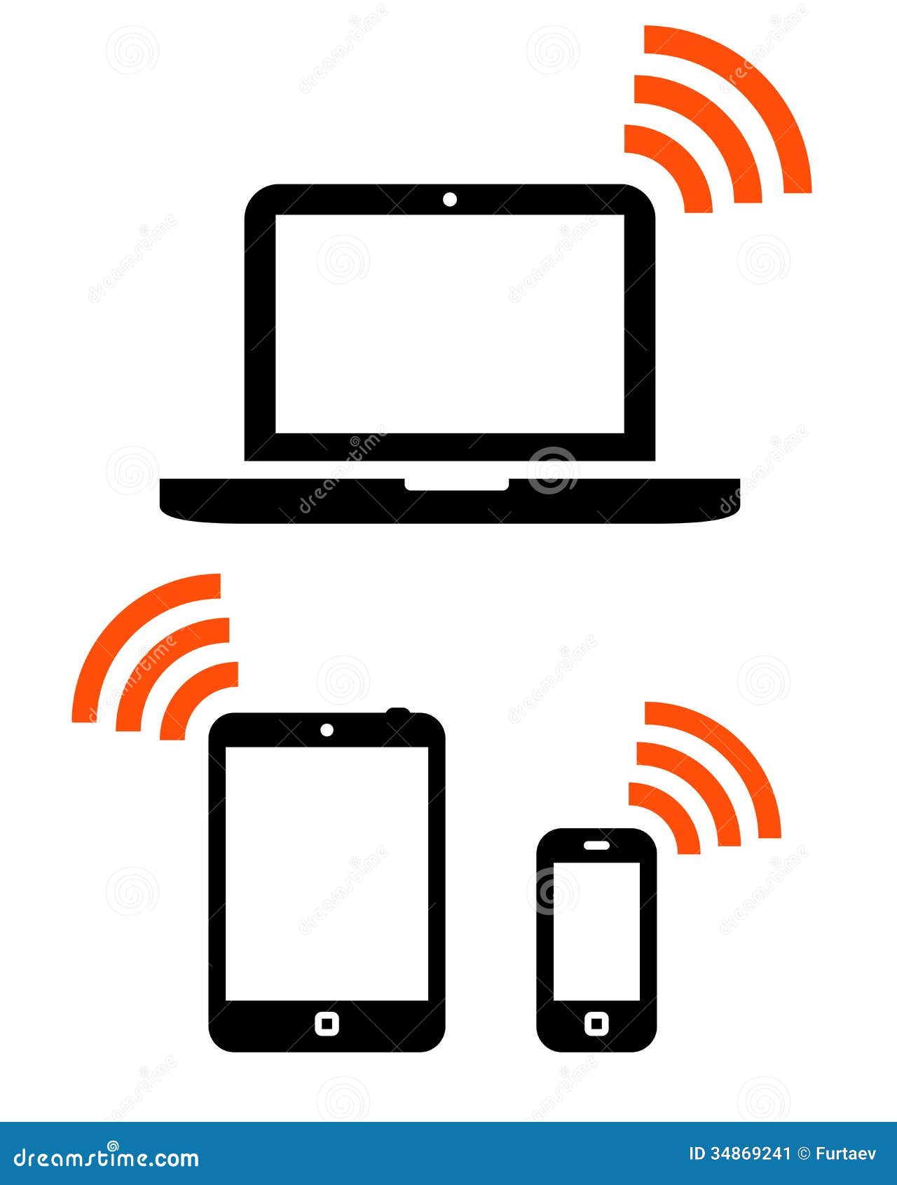 Wireless Mobile Devices Set Stock Vector - Illustration of symbol, zone ...