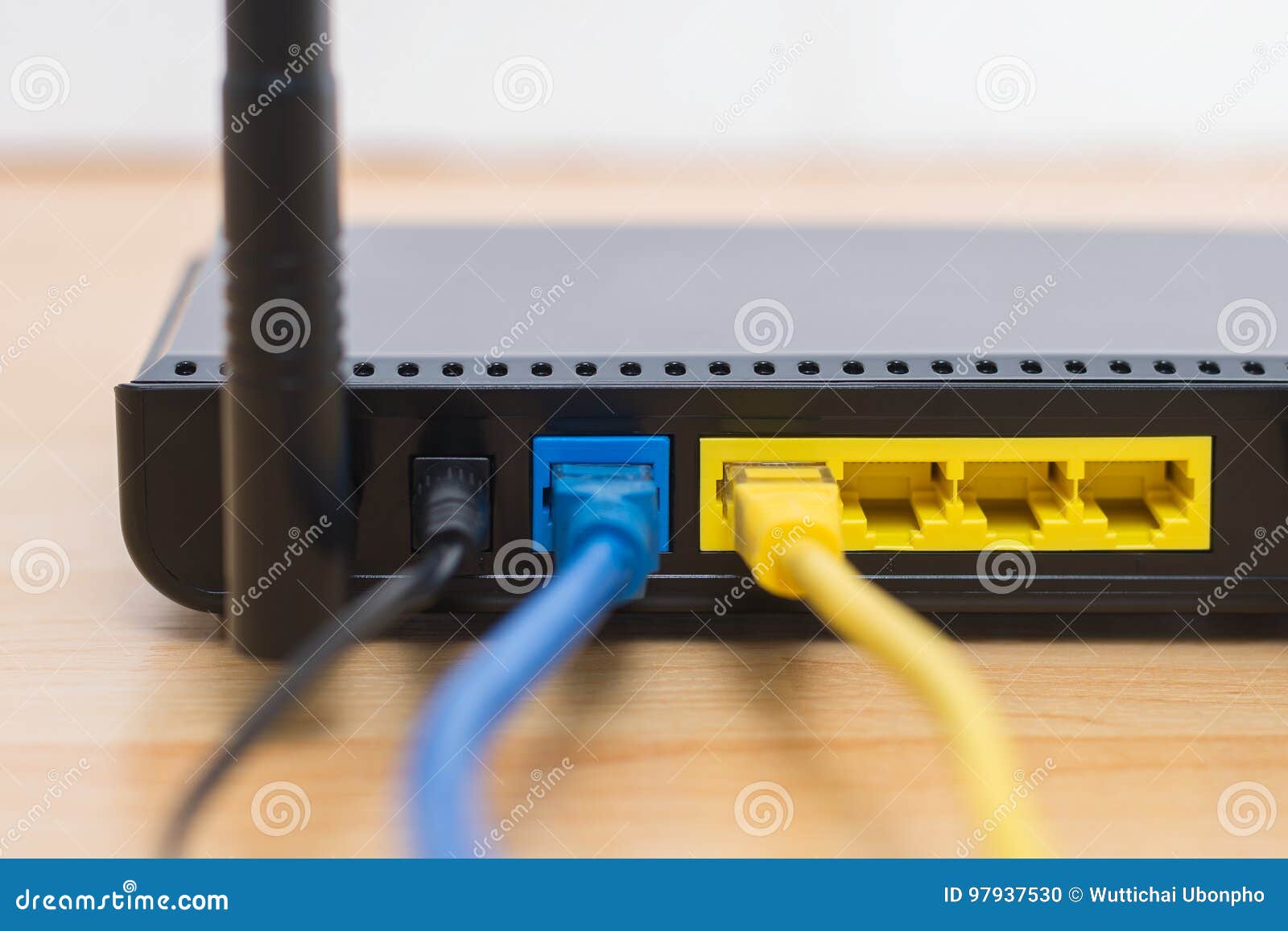 Wireless Modem Router with Cable Connecting Stock Photo - Image of ...