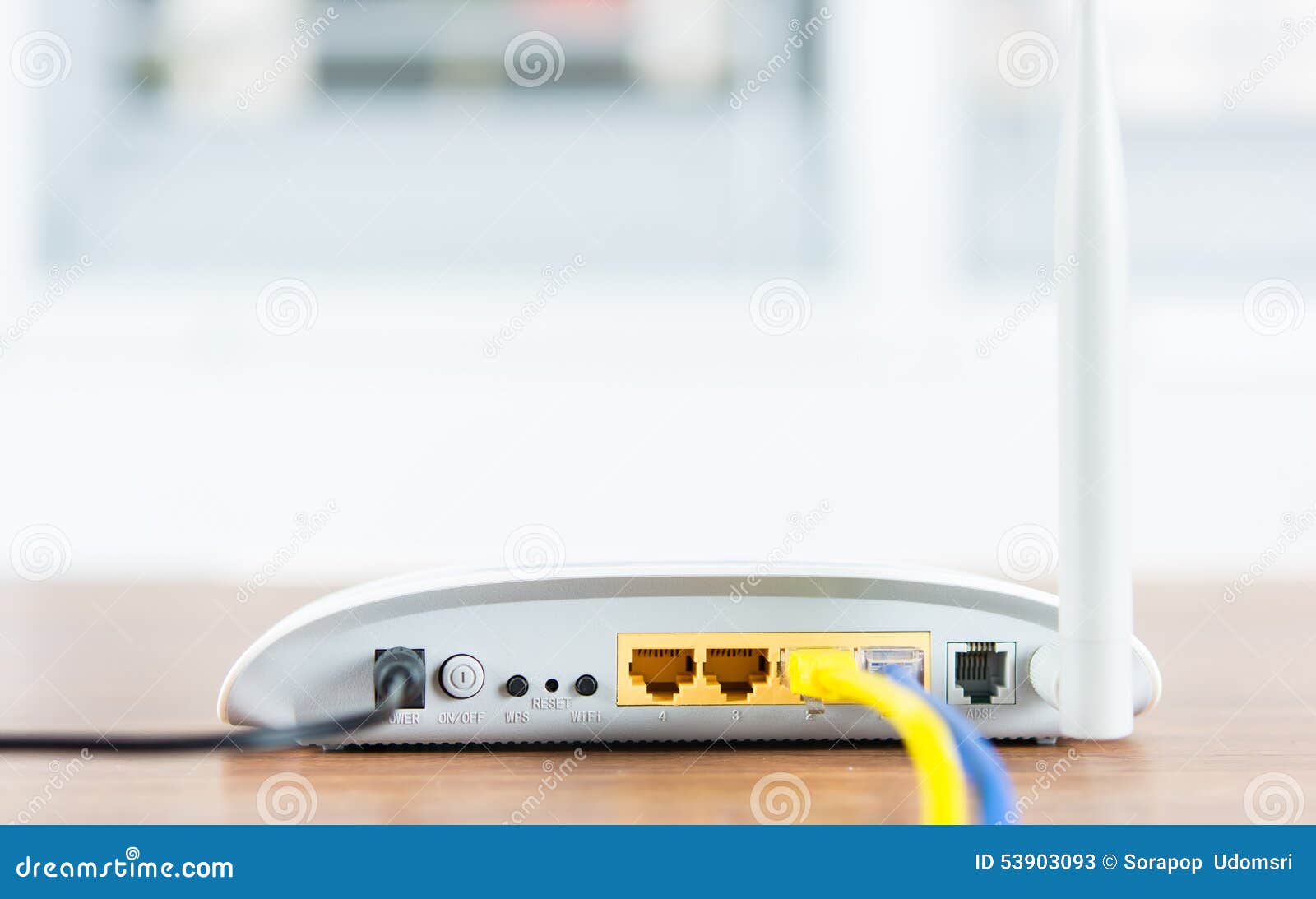 Wireless Modem Router Network Hub With Cable Connect Stock Image