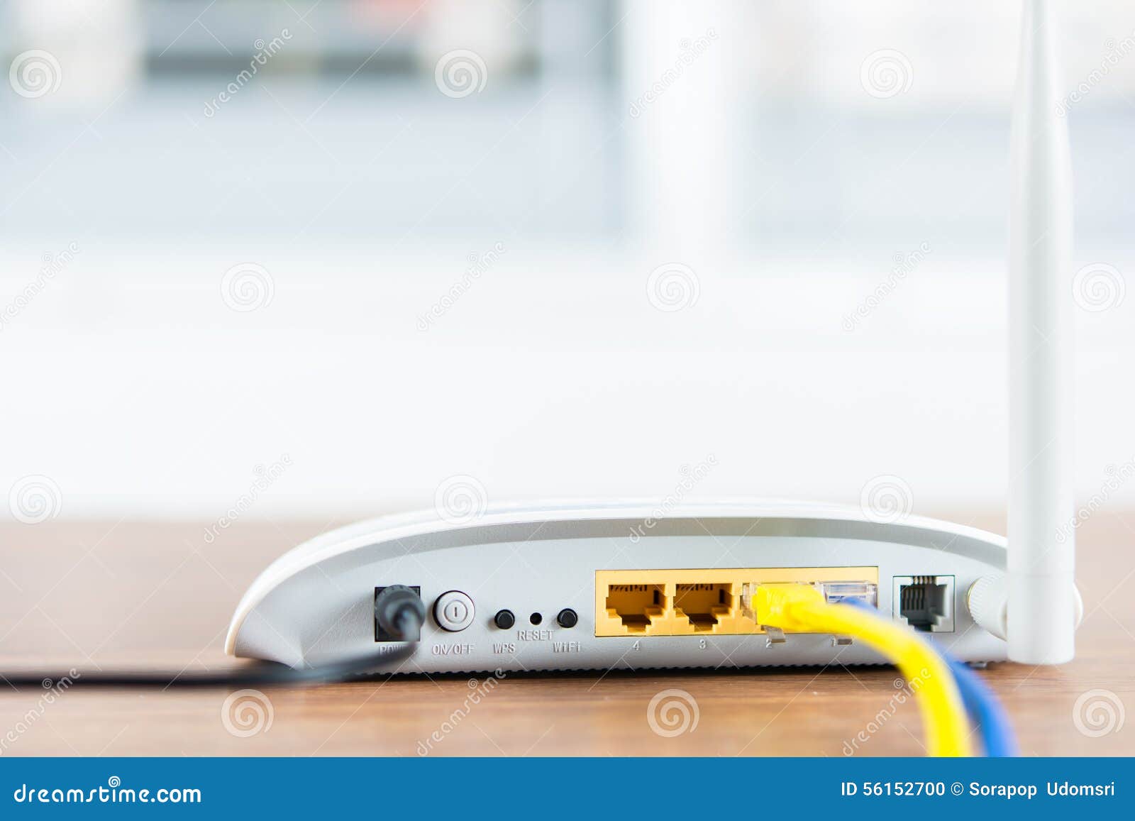 Wireless Modem Router Network Hub with Cable Connect Stock Photo ...
