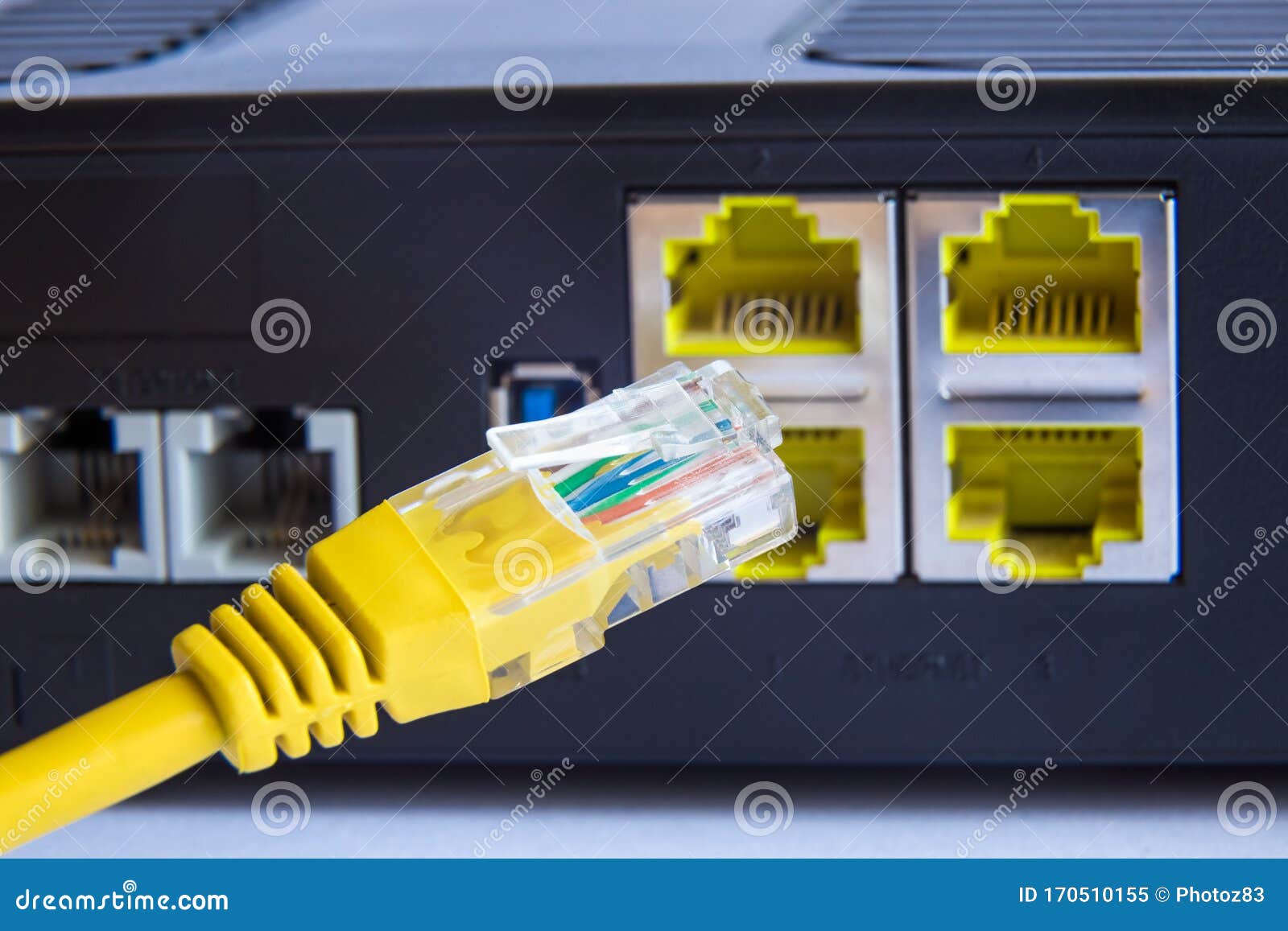 Wireless Modem Router Network Hub with Cat Cable Stock Image - Image of ...