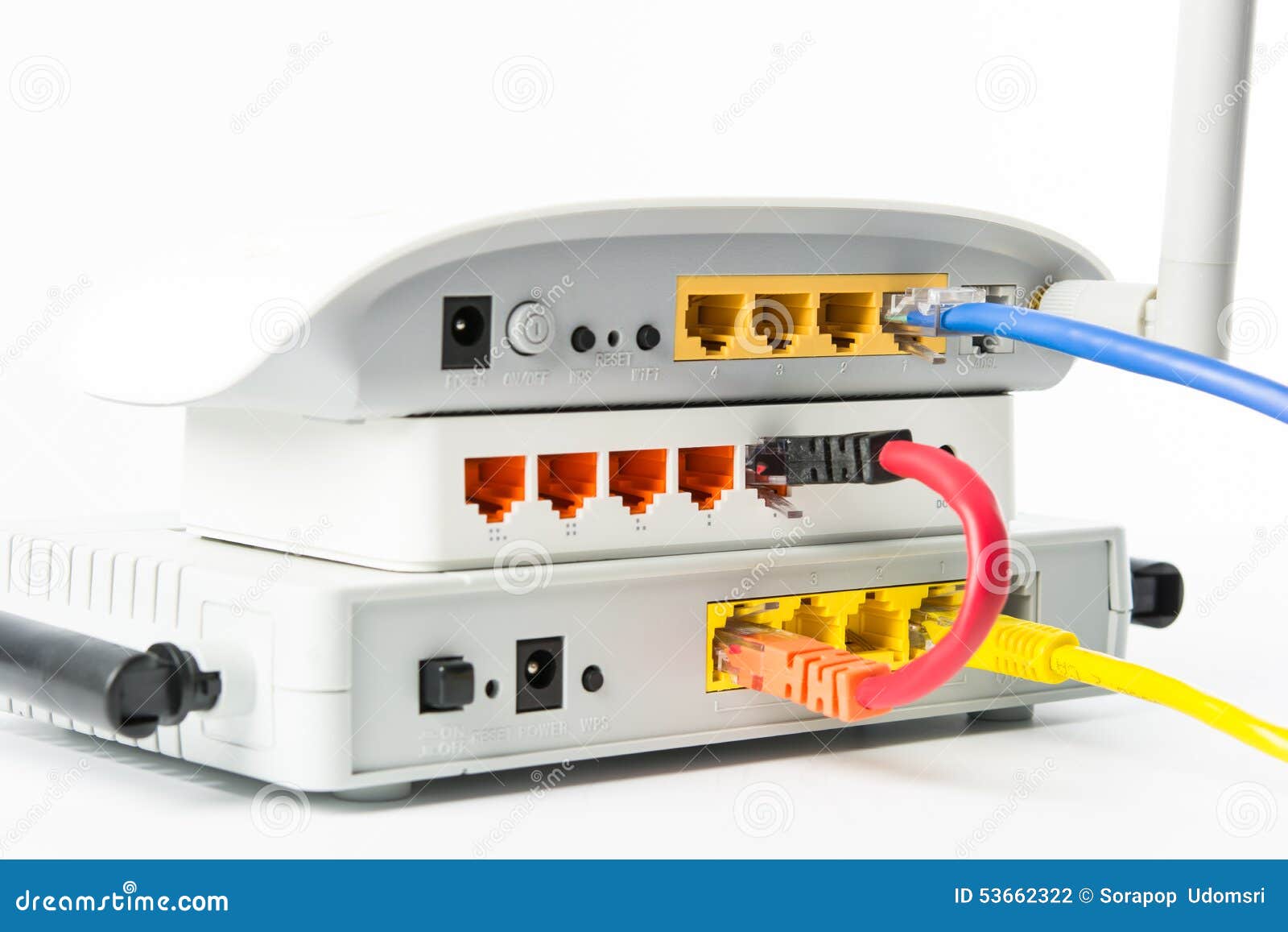 Wireless Modem Router Network Hub Stock Photo - Image of internet, rj45 ...