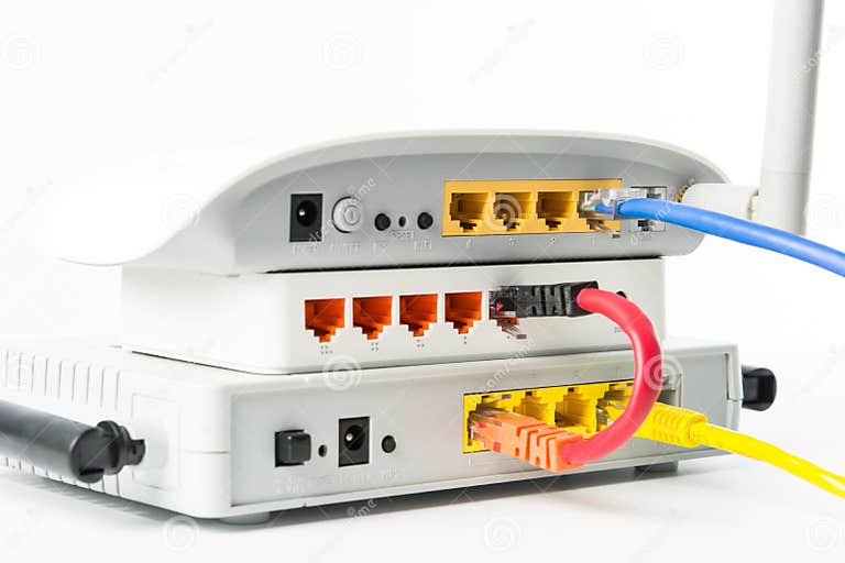 Wireless Modem Router Network Hub Stock Photo - Image of internet, rj45 ...