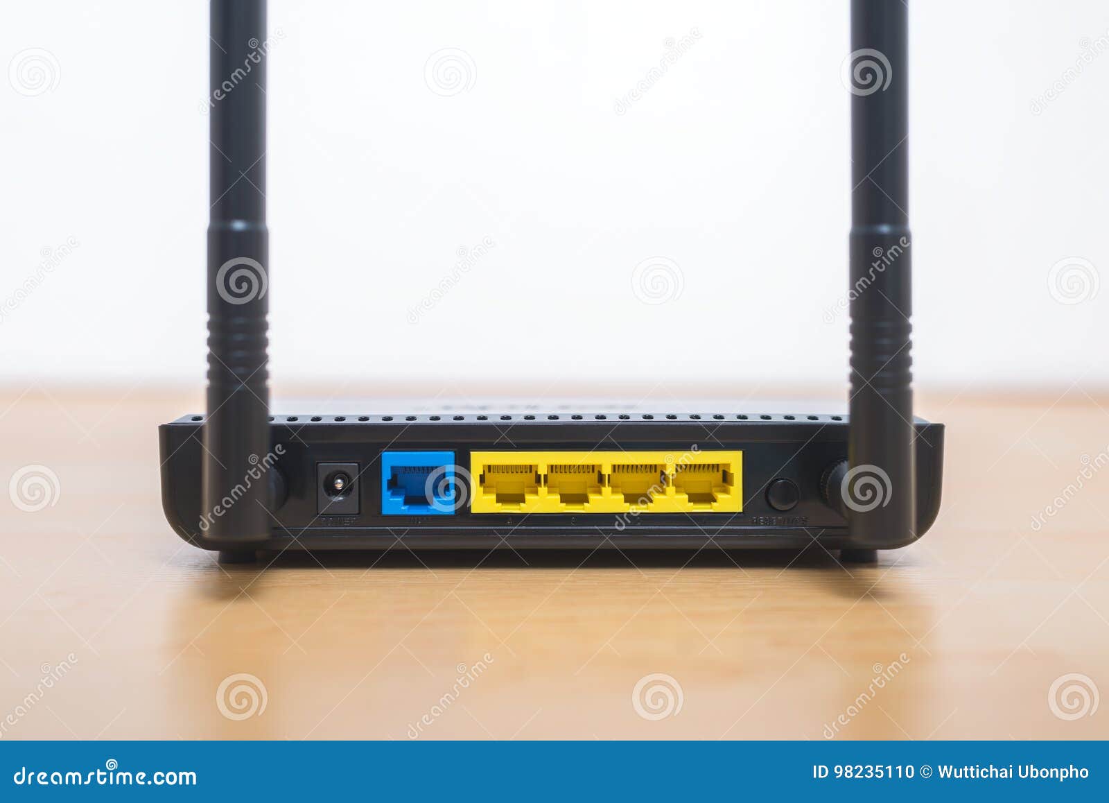 Wireless Modem Router on Wooden Table Stock Photo - Image of ...