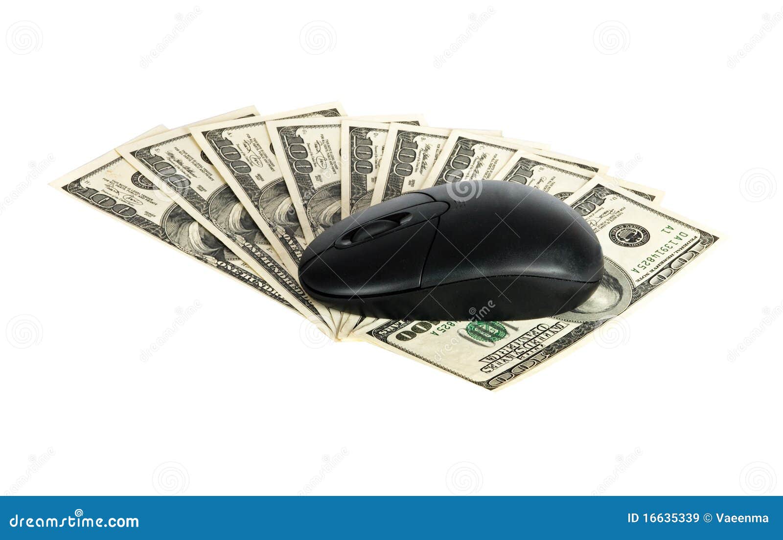 Wireless mouse on dollars stock image. Image of optical - 16635339