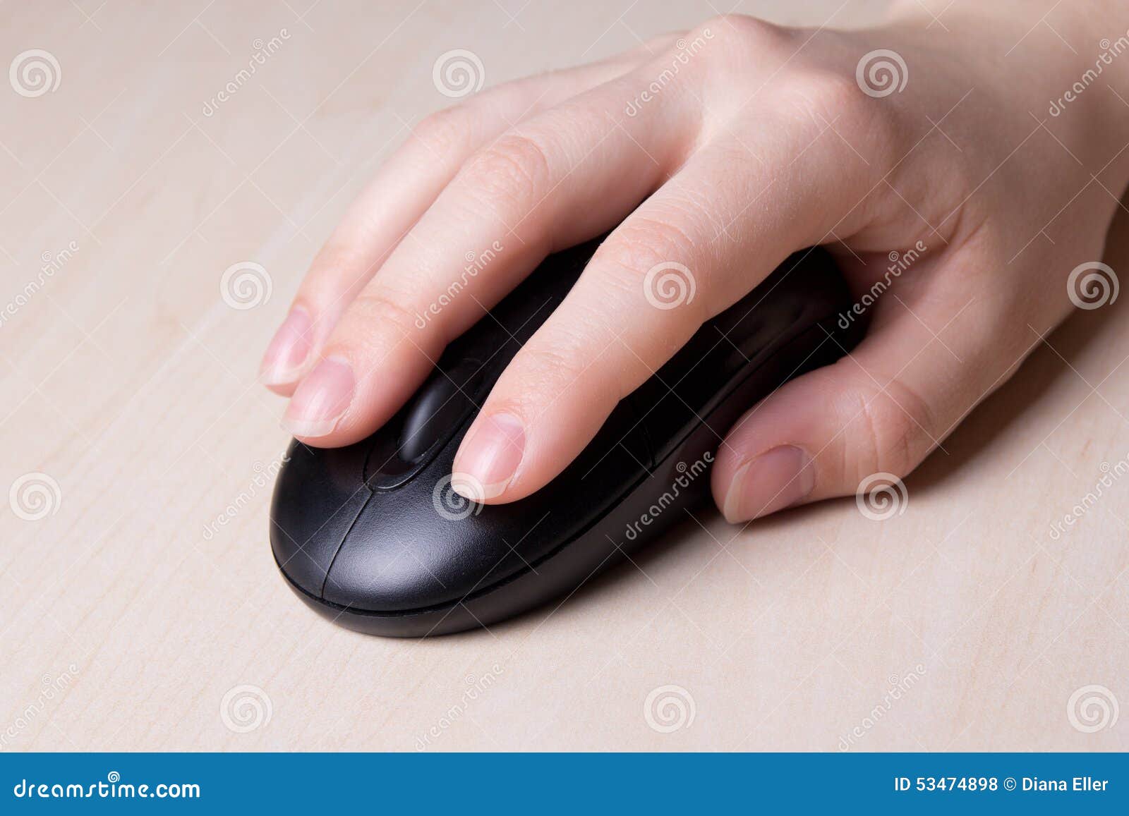 Wireless Mouse in Hand on Table Stock Photo - Image of background, mice ...