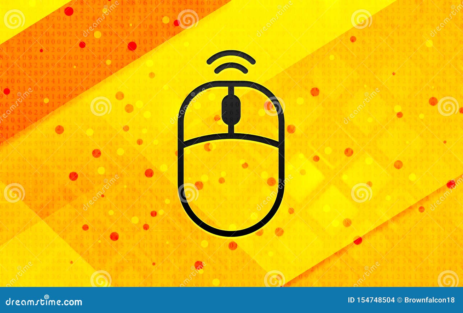 Wireless Mouse Icon Abstract Digital Banner Yellow Background Stock ...