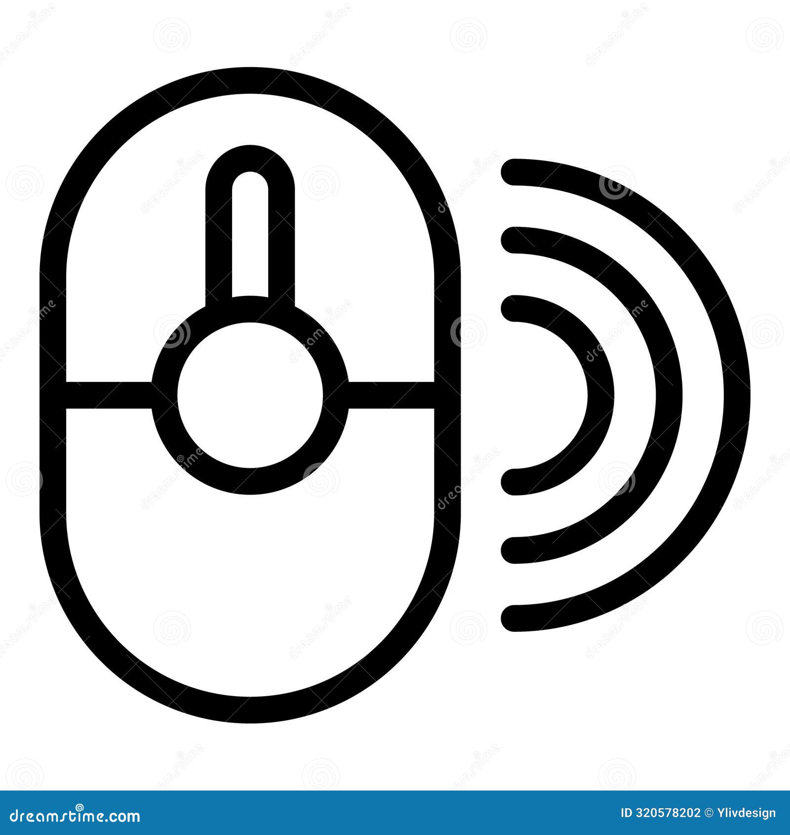Wireless Mouse Icon with Radio Waves Stock Vector - Illustration of ...