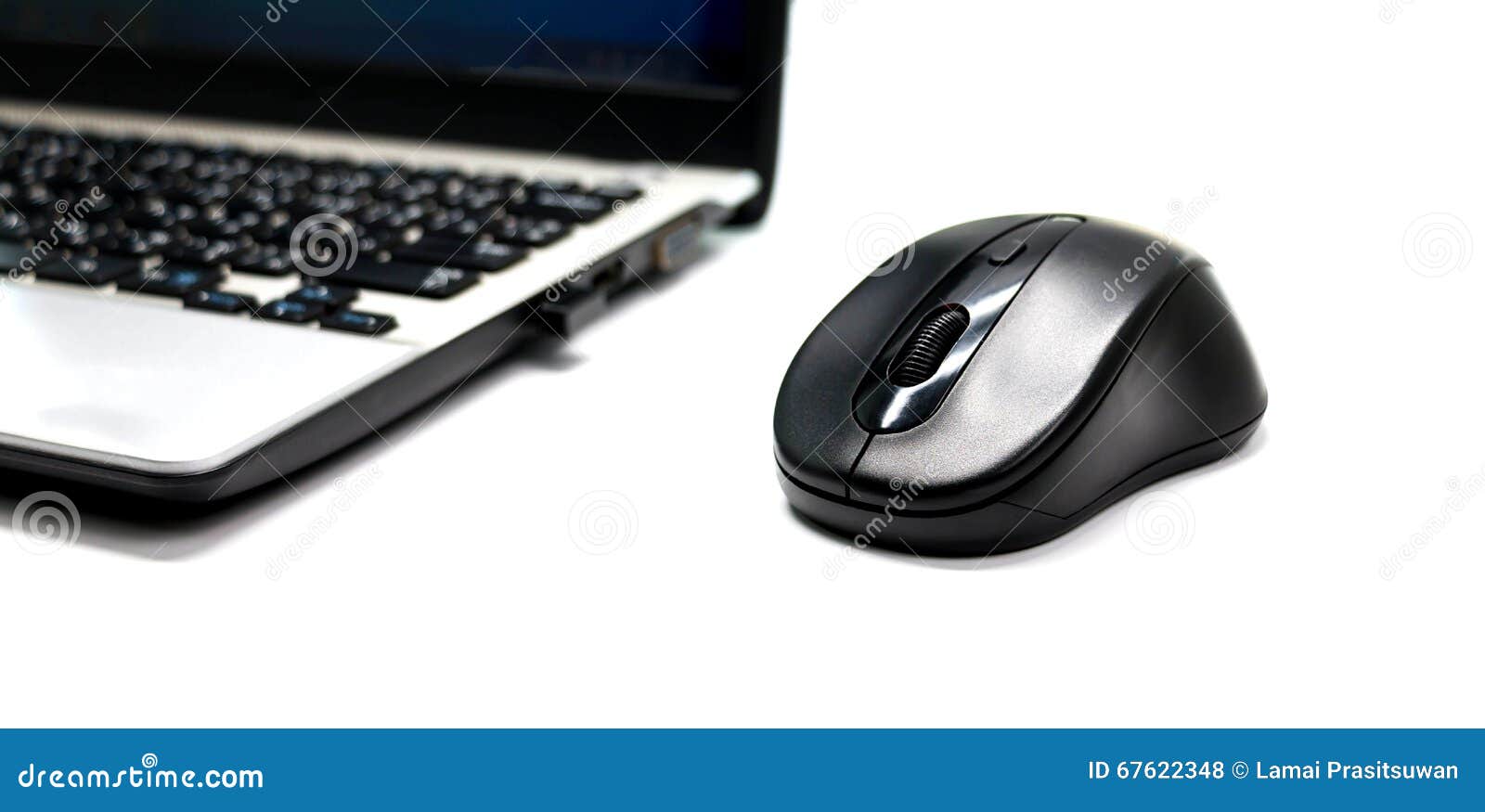 Wireless mouse and laptop stock photo. Image of computer - 67622348