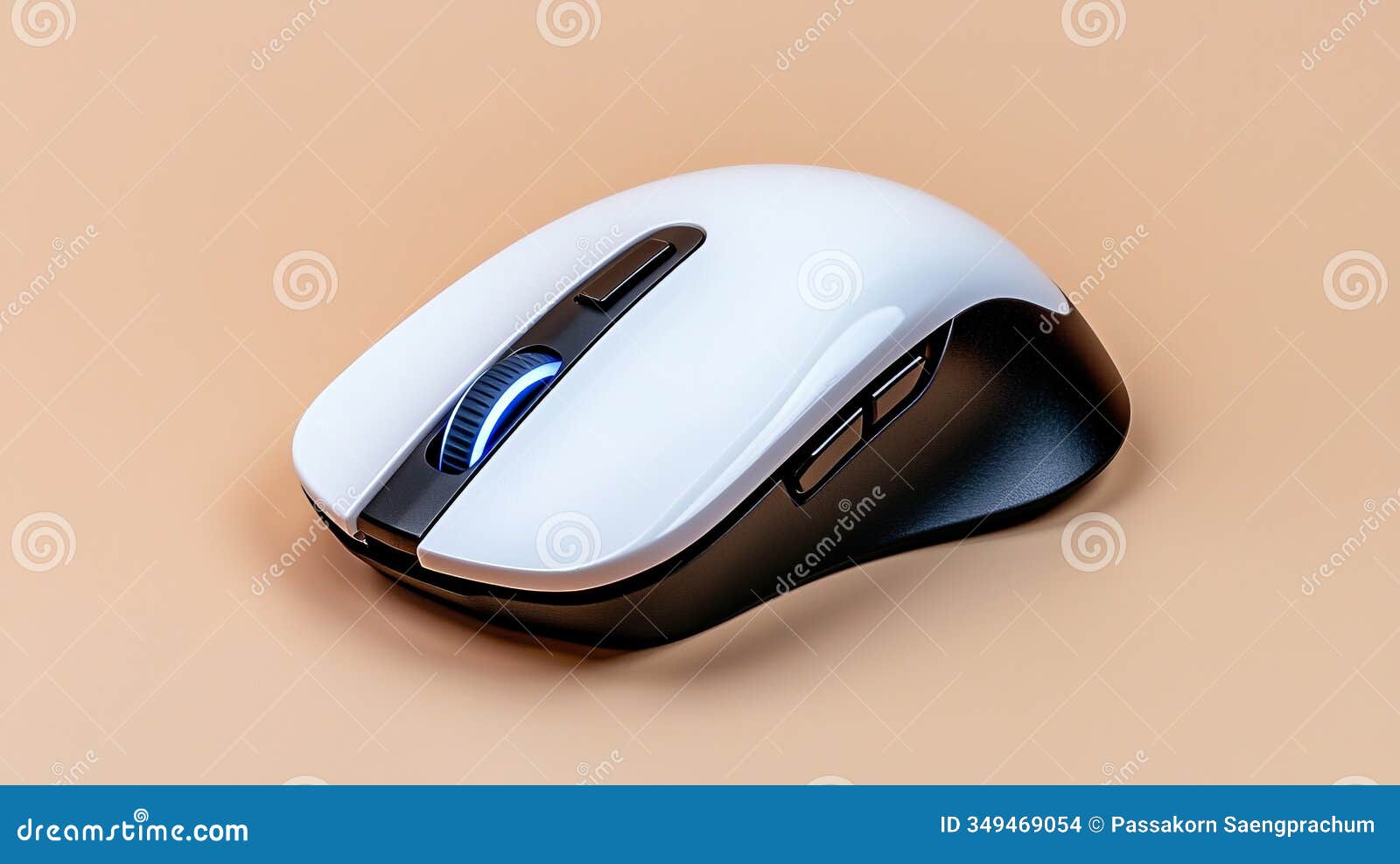 Wireless Mouse with LED Light on Soft Background Stock Illustration ...