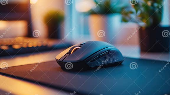 Wireless Mouse with a Scroll Wheel on a Mouse Pad, Ready for Use Stock ...