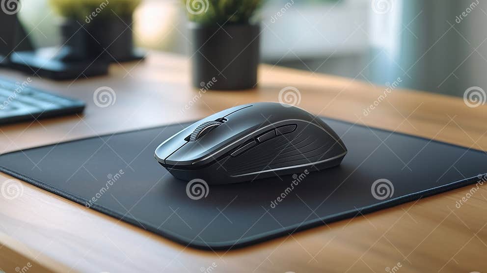 Wireless Mouse with a Scroll Wheel on a Mouse Pad, Ready for Use Stock ...