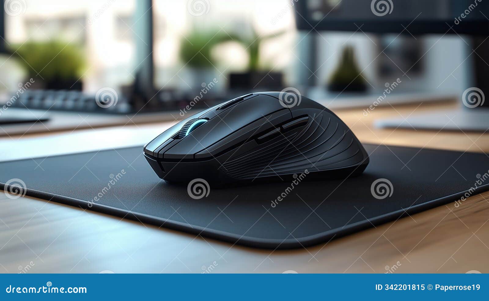Wireless Mouse with a Scroll Wheel on a Mouse Pad, Ready for Use Stock ...