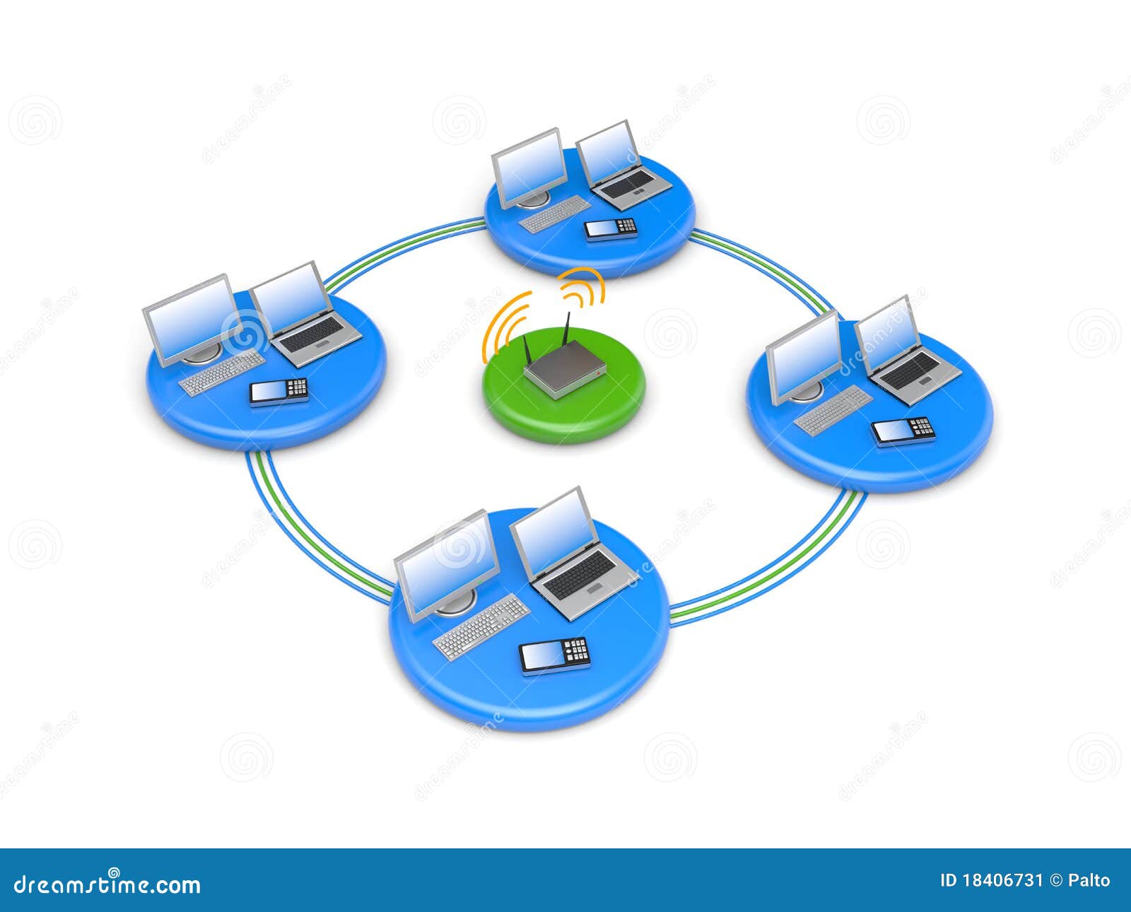 Wireless network stock illustration. Illustration of information - 18406731