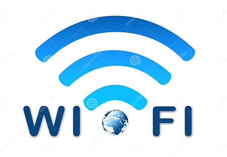 Wireless Network Blue Symbol with Earth Stock Illustration ...