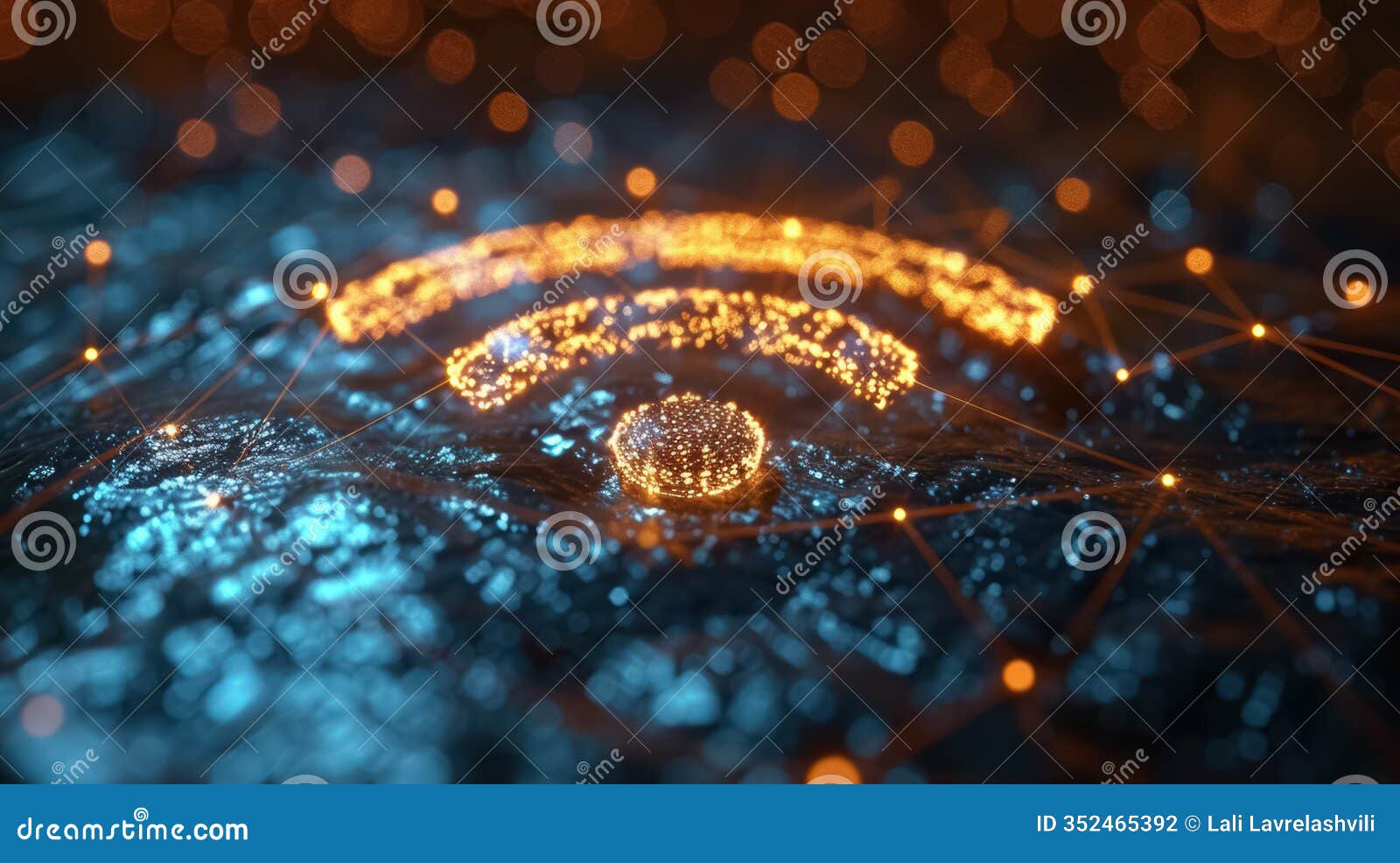 Wireless Network and Connection Abstract Data Background with Wifi ...