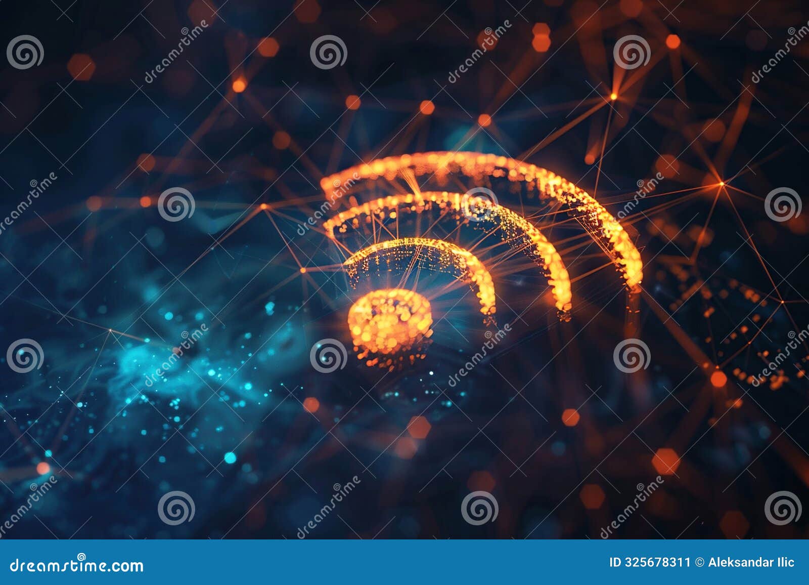 Wireless Network and Connection Abstract Data Background with Wifi ...