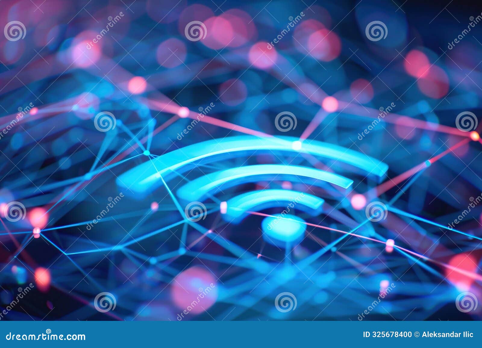 Wireless Network and Connection Abstract Data Background with Wifi ...
