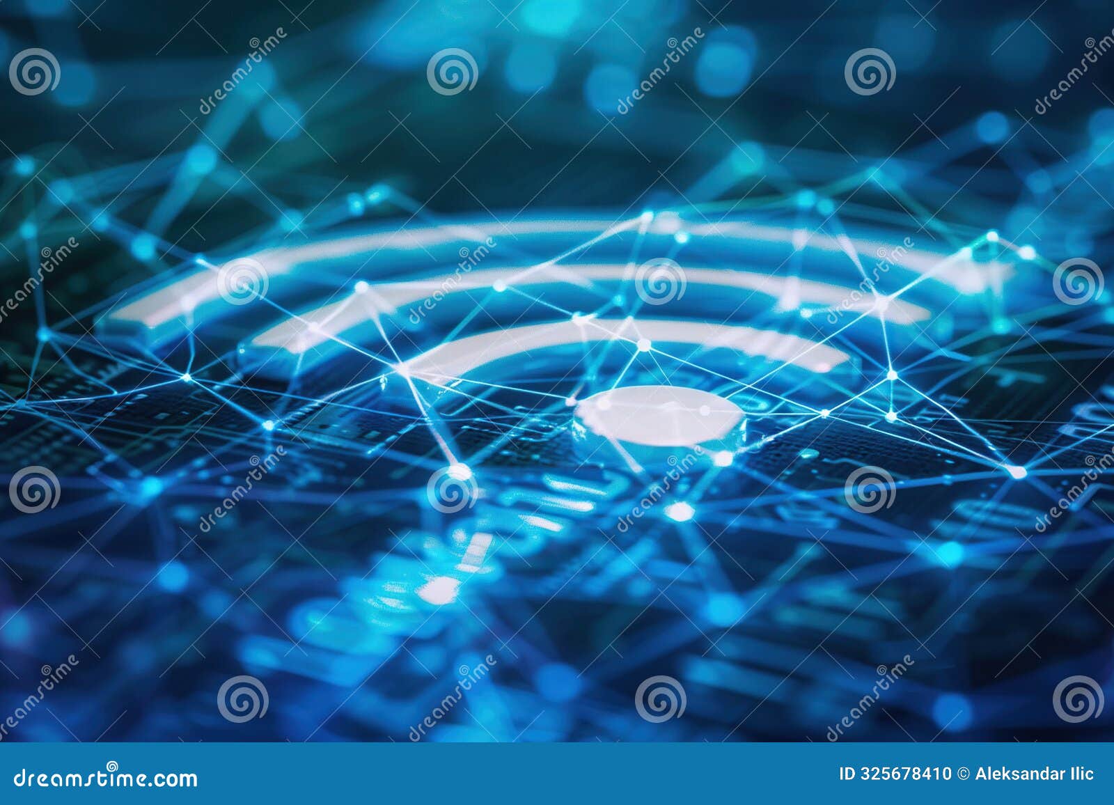 Wireless Network and Connection Abstract Data Background with Wifi ...