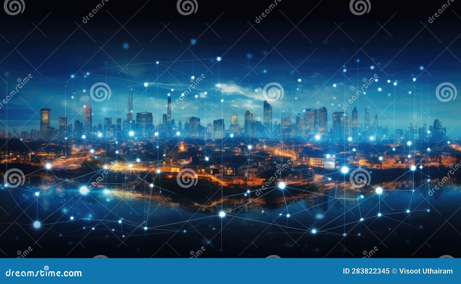 Wireless Network and Connection City, Smart City and Communication ...