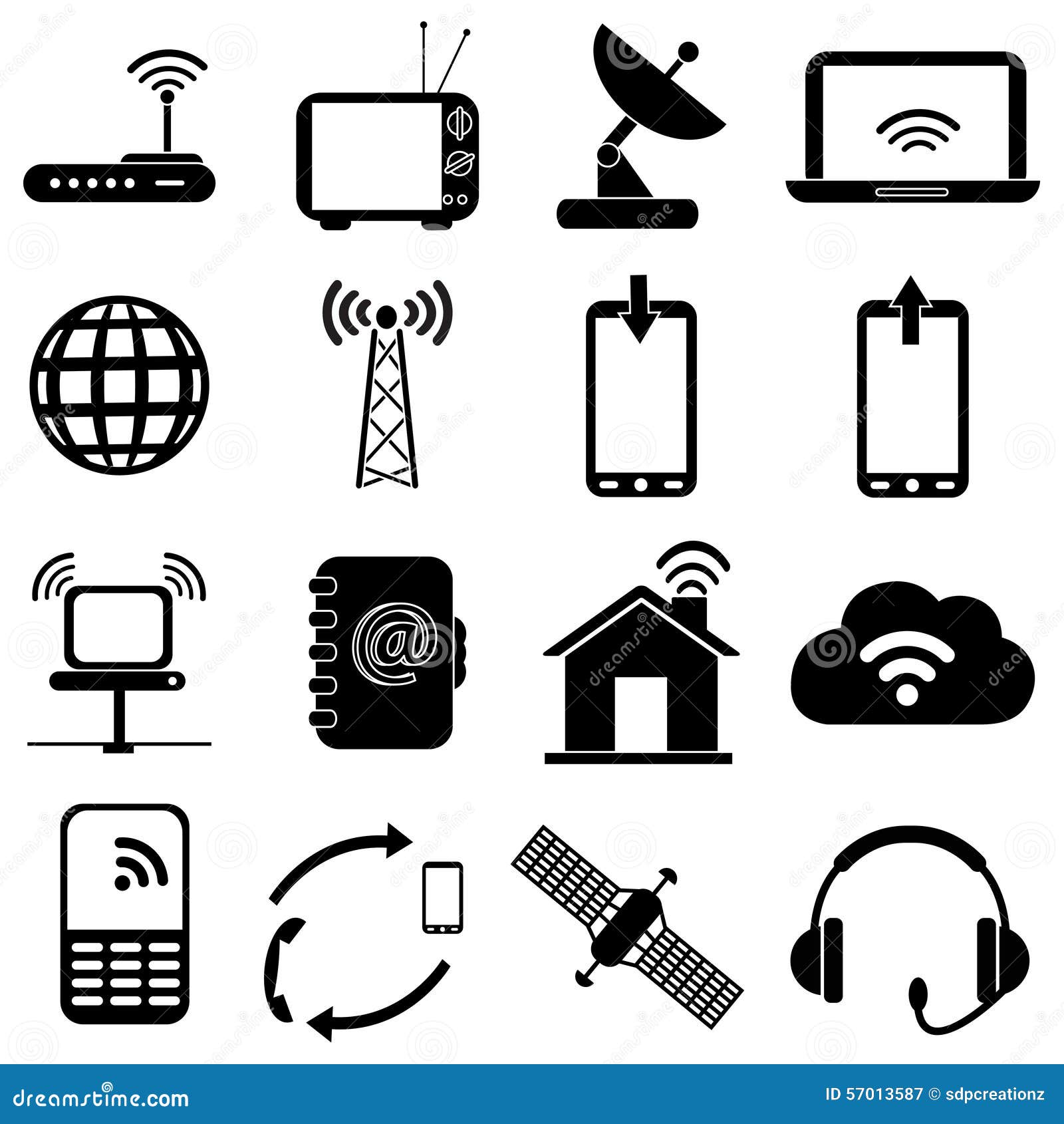 Wireless network icons set stock vector. Illustration of house - 57013587