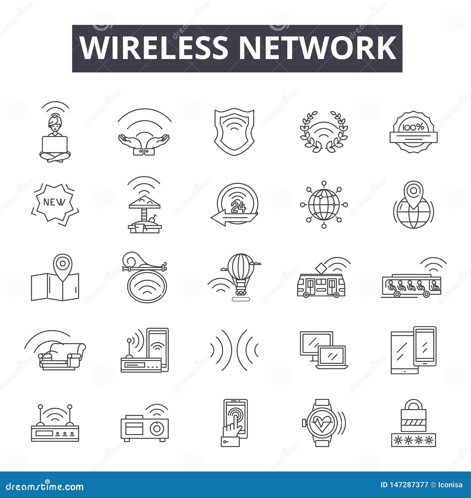 Wireless Network Line Icons, Signs, Vector Set, Linear Concept, Outline ...