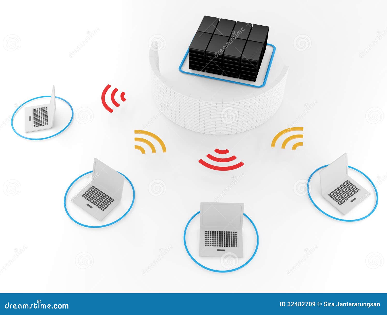 Wireless Network Server Firewall Stock Illustration - Illustration of ...