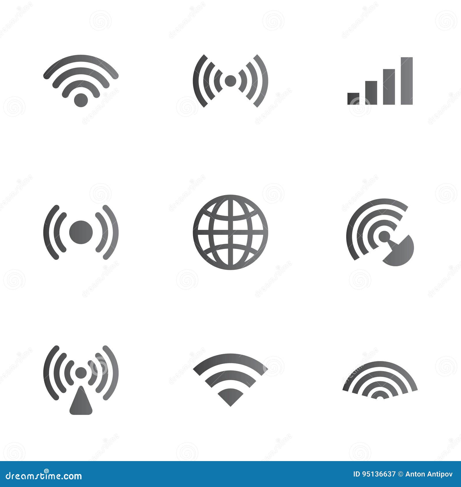 Wireless Network Symbol Object Set Stock Vector - Illustration of modem ...