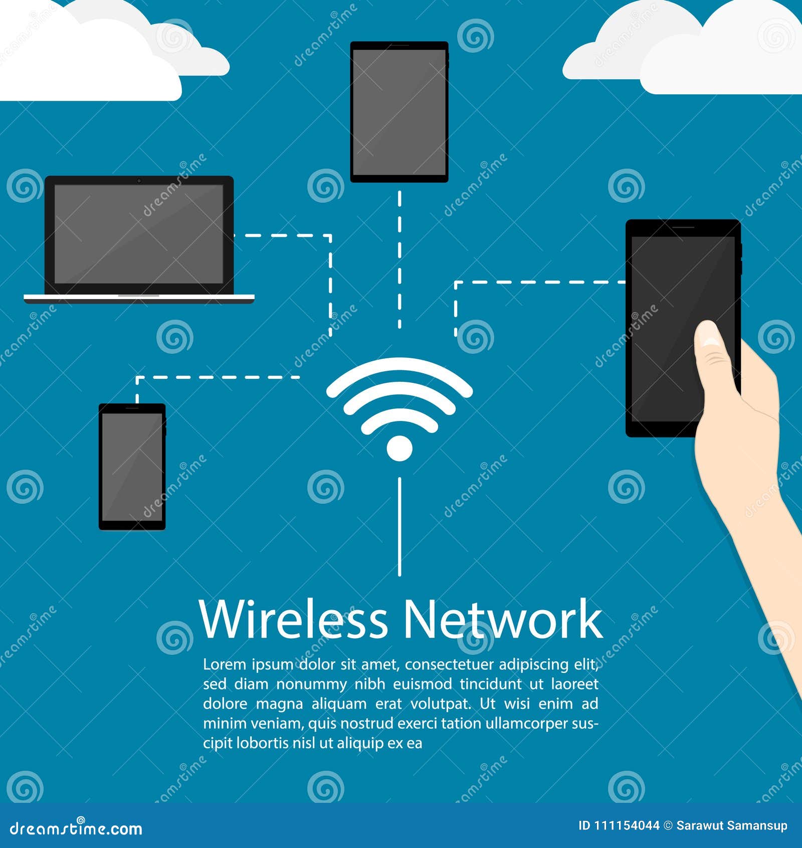 Wireless network vector stock vector. Illustration of design - 111154044