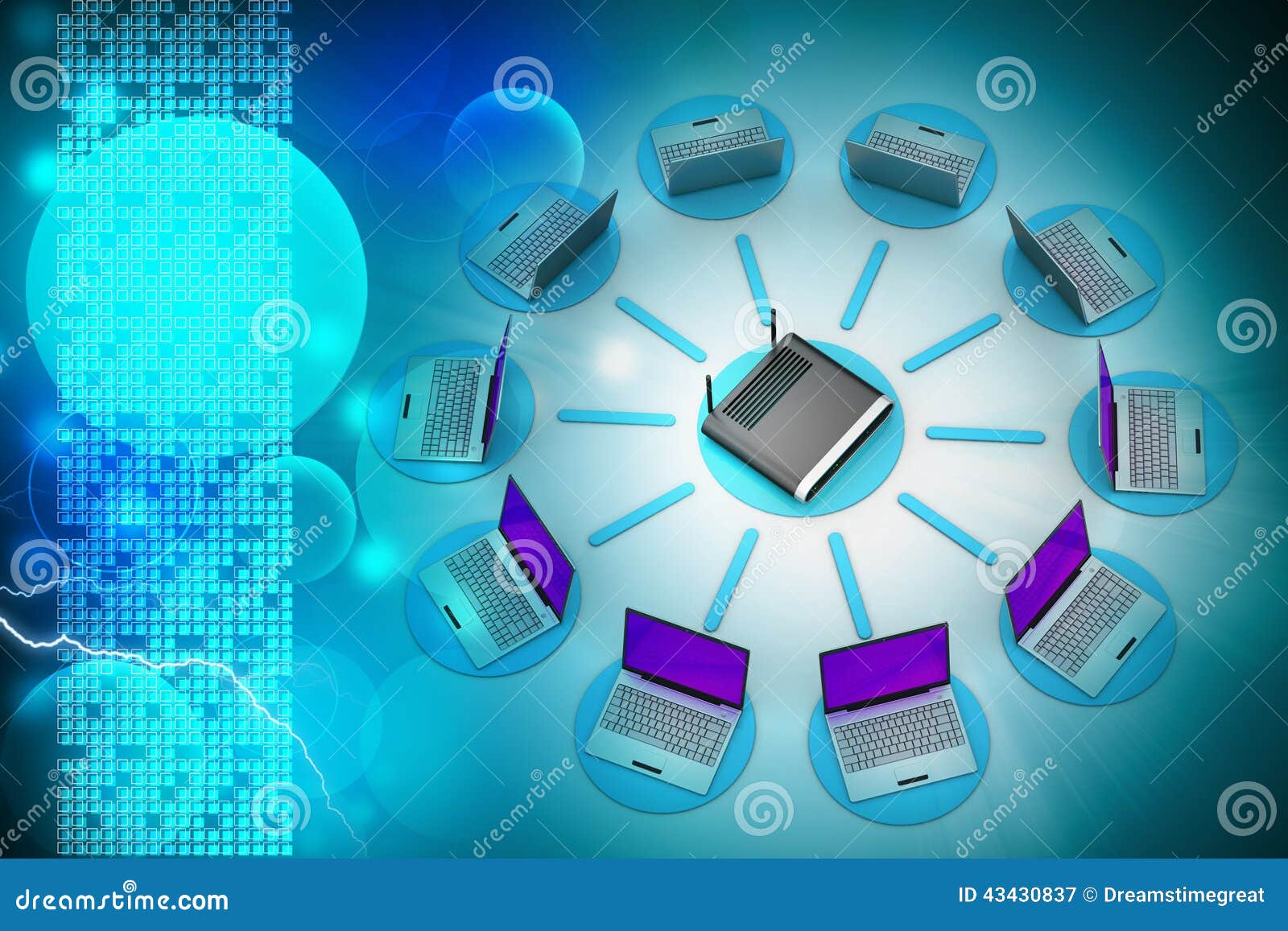 Wireless networking system stock illustration. Illustration of monitor ...