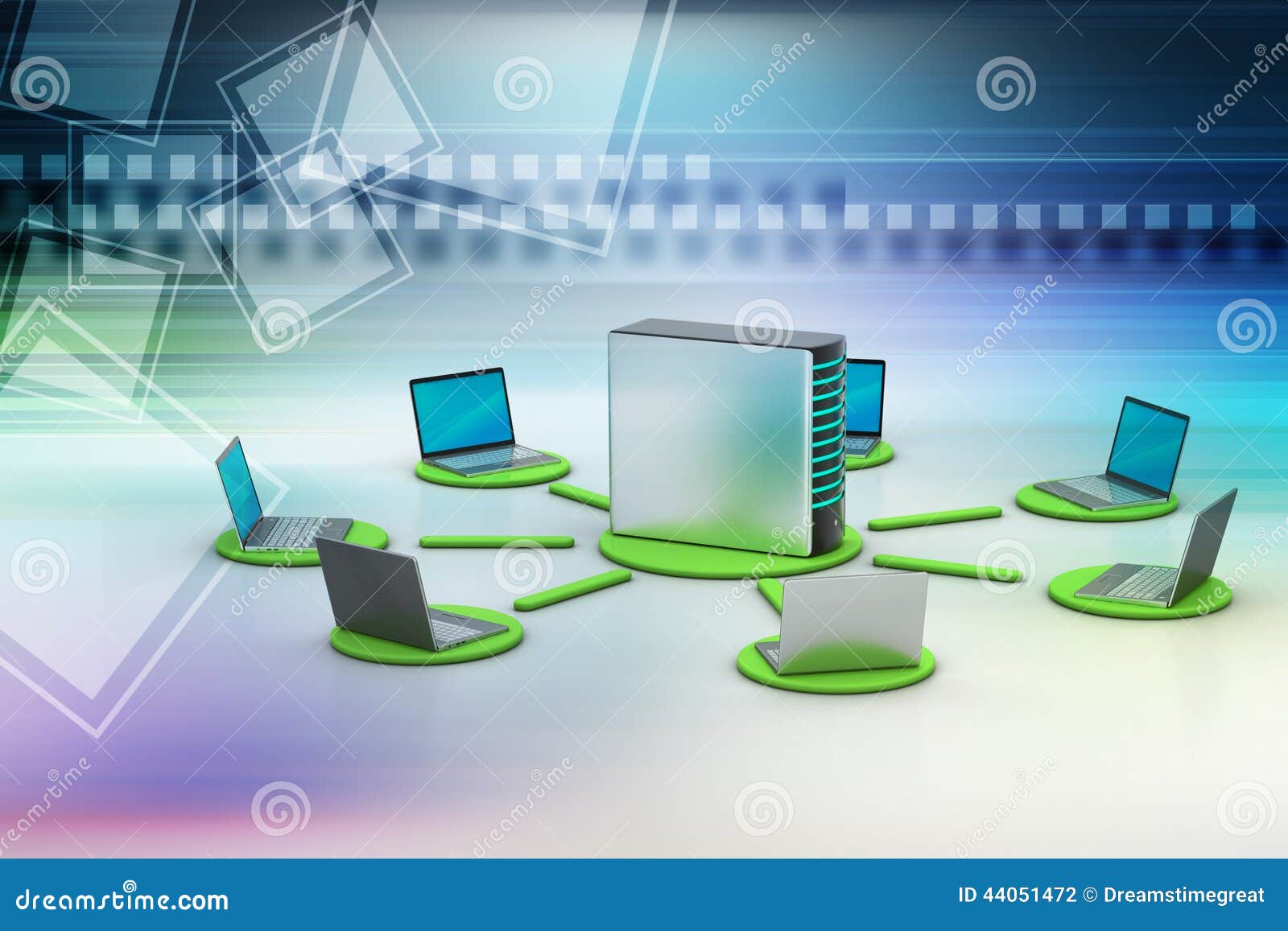 Wireless networking system stock illustration. Illustration of render ...