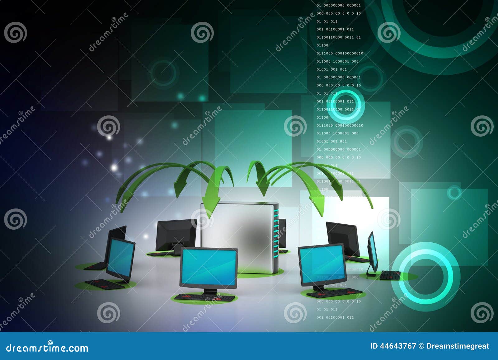 Wireless networking system stock illustration. Illustration of render ...