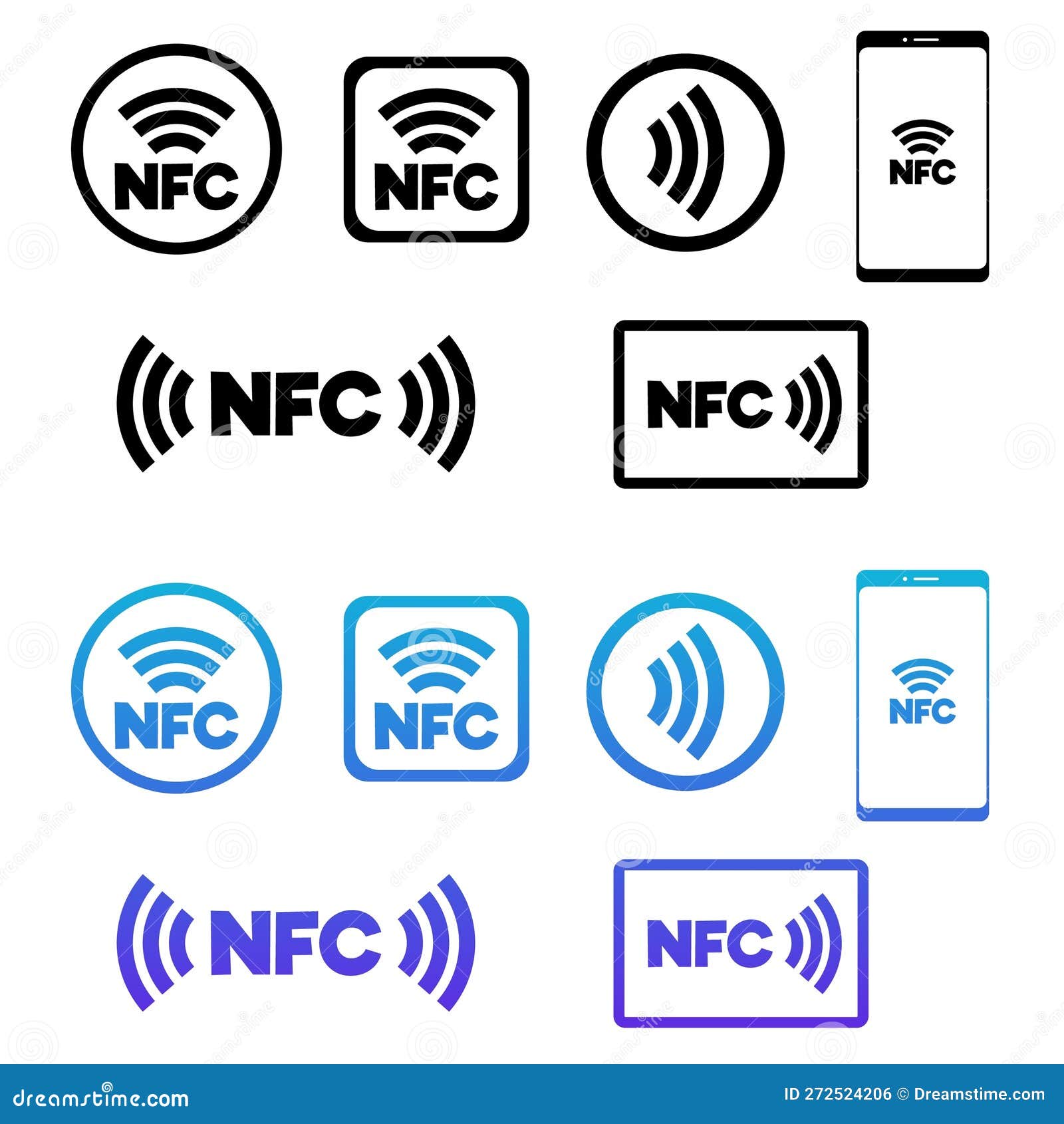 Wireless Nfc Technology Icons And Symbols Line Vector Illustration Isolated Editorial Photo