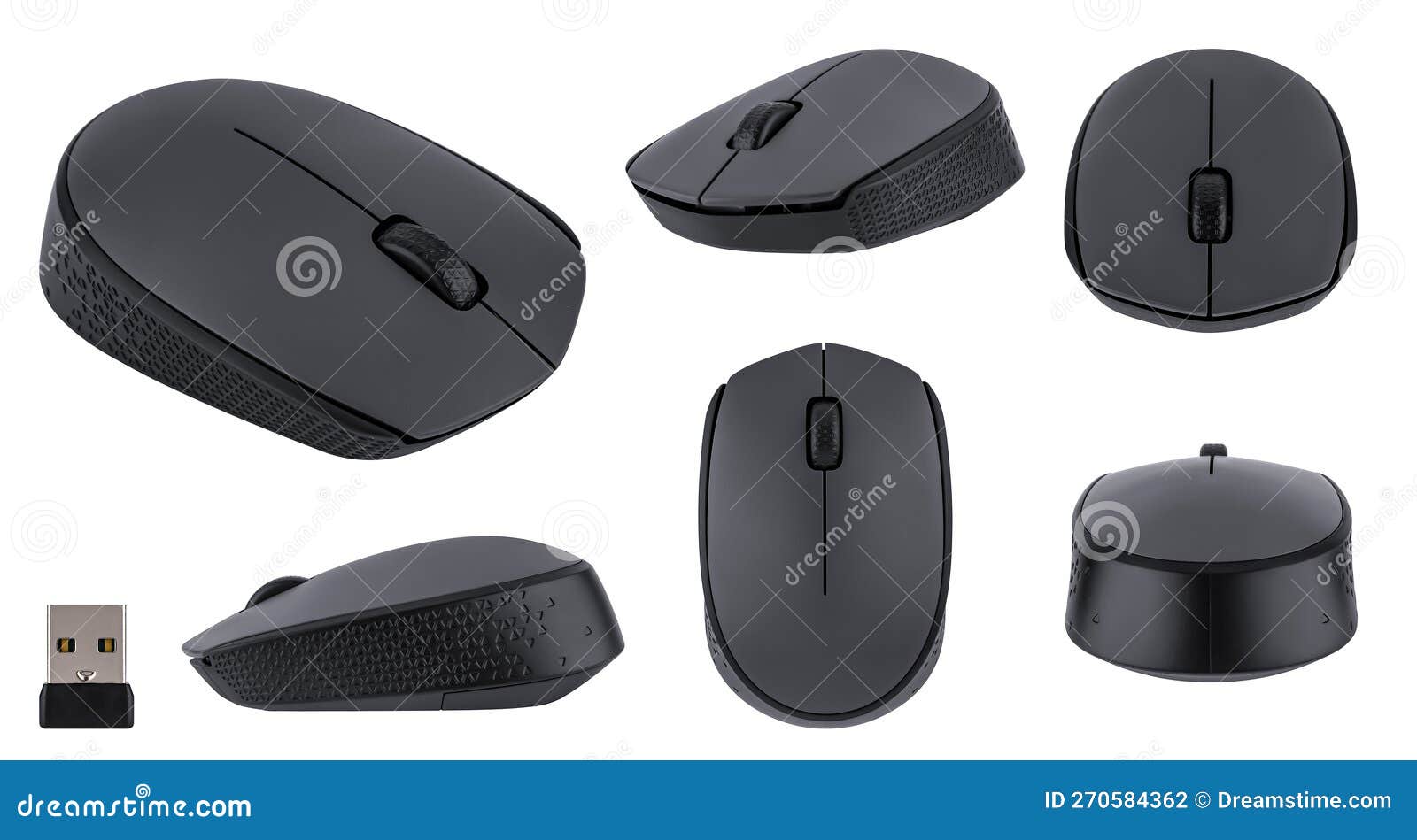 Wireless Optical Mouse for Computer, White Background in Isolation ...
