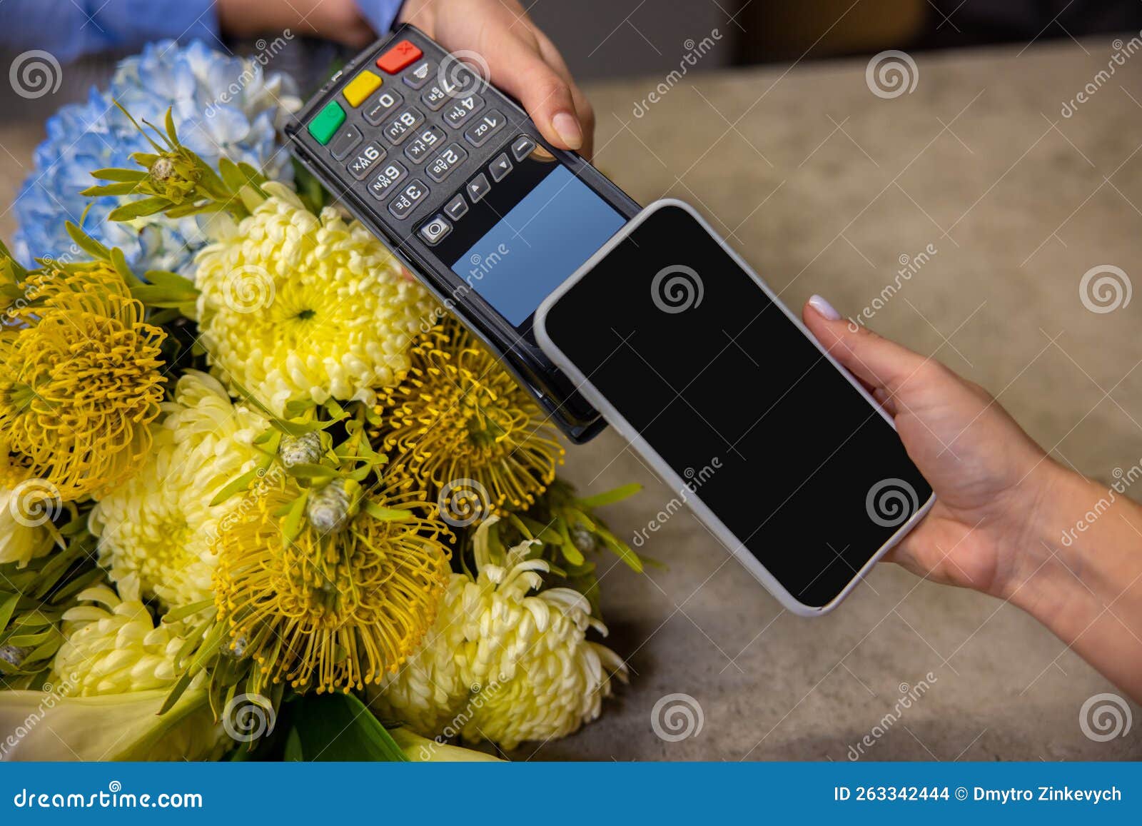 Wireless Payment in a Flower Shop Stock Photo - Image of bright ...