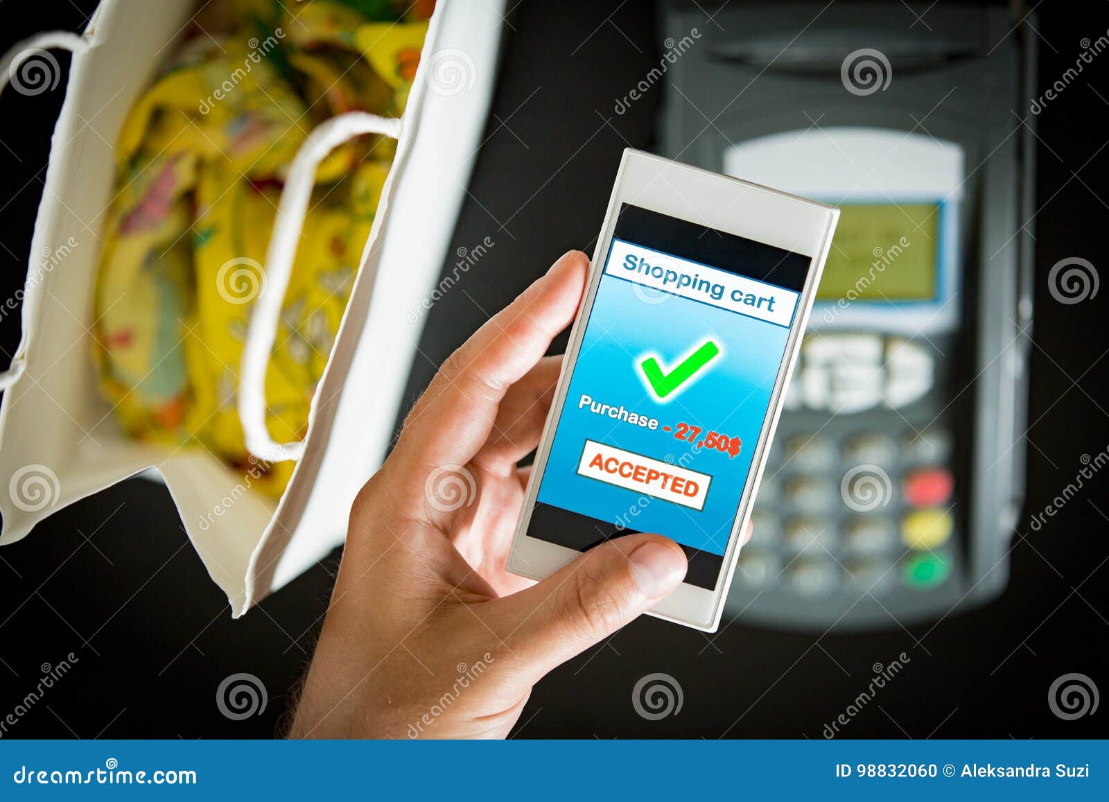 Wireless Payment Using Smartphone and NFC Technology. Stock Photo ...