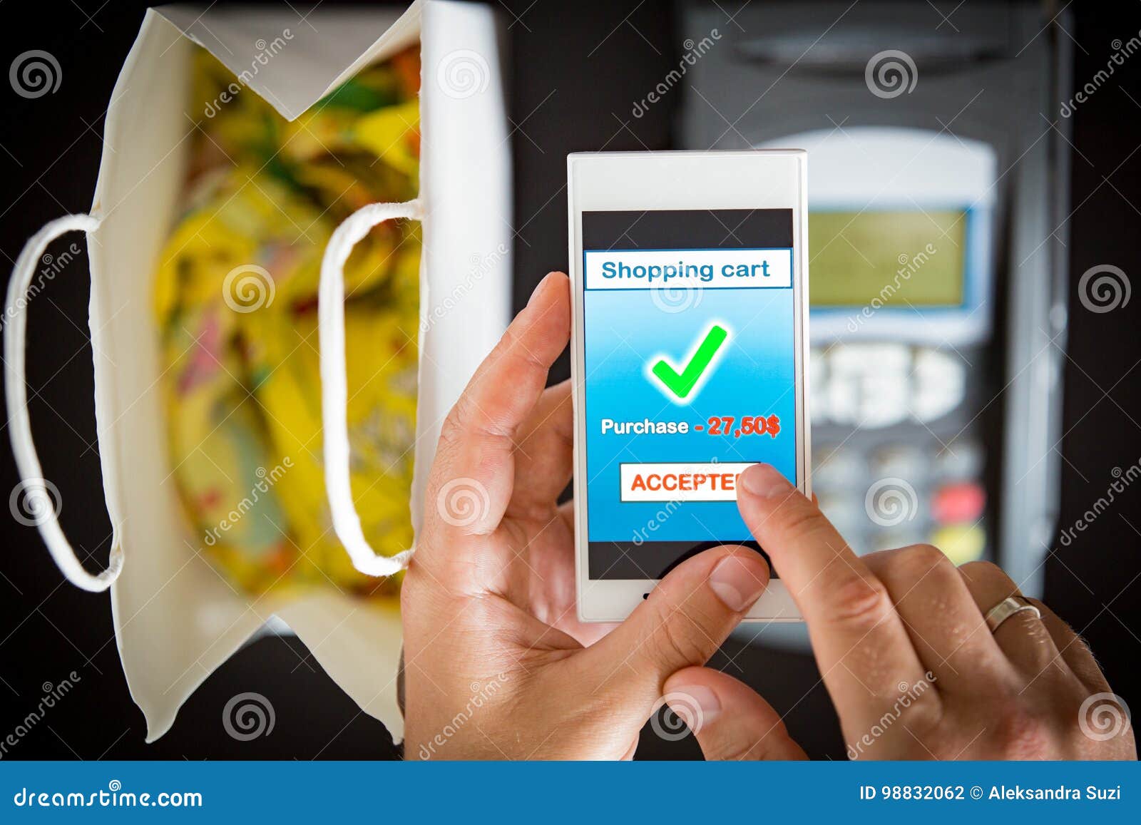 Wireless Payment Using Smartphone and NFC Technology. Stock Photo ...