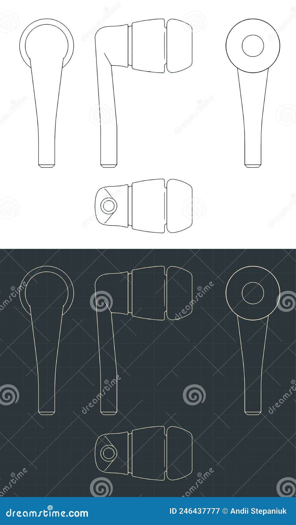 Wireless Portable Bluetooth Headphones Blueprints Stock Vector ...