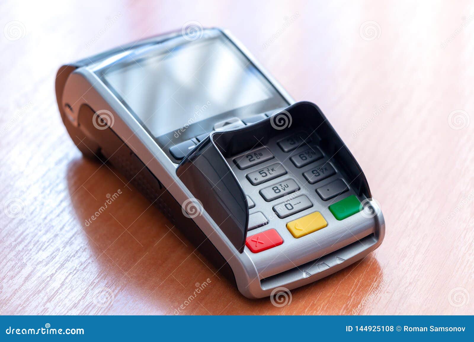 Wireless POS Terminal on the Table Stock Photo - Image of plastic ...
