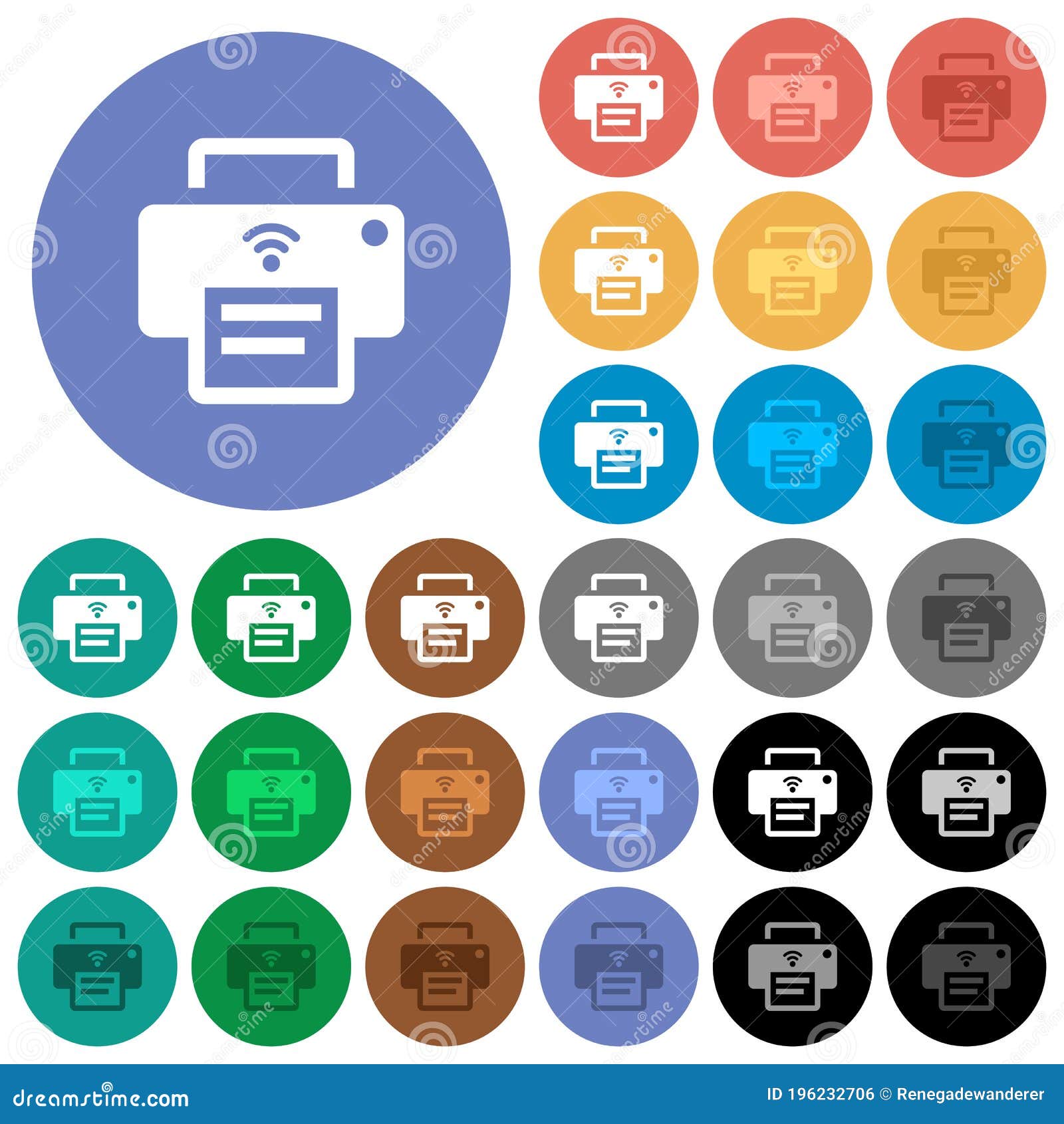 Wireless Printer Round Flat Multi Colored Icons Stock Vector - Illustration of filled, hardware ...
