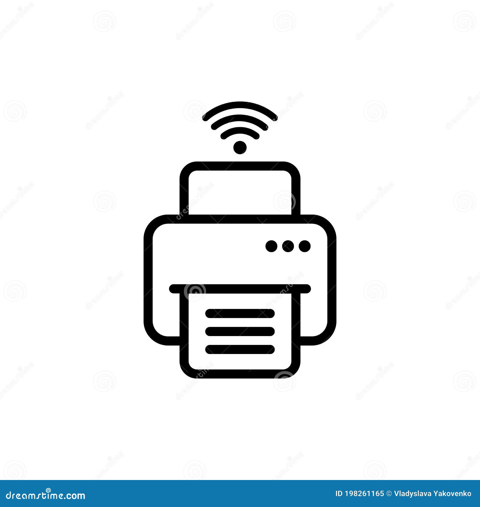 Wireless Printer with Wifi Icon. Fax, Printing, Paper, Doc Line Icon ...