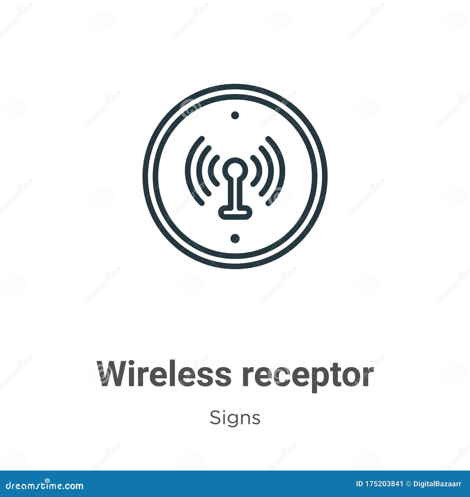 Wireless Receptor Outline Vector Icon. Thin Line Black Wireless ...
