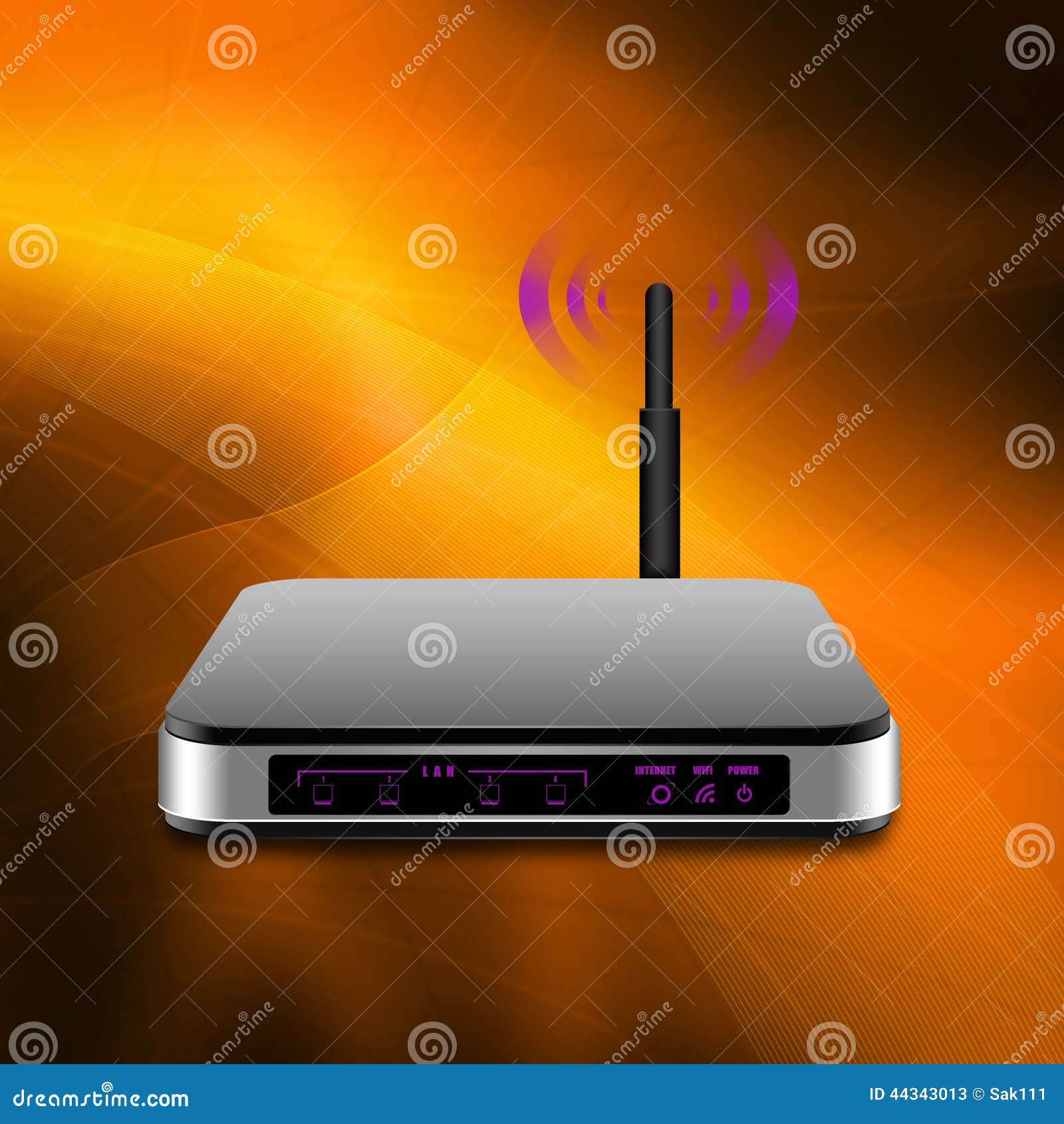 Wireless Router with the Antenna Illustration on Abstract Back Stock ...